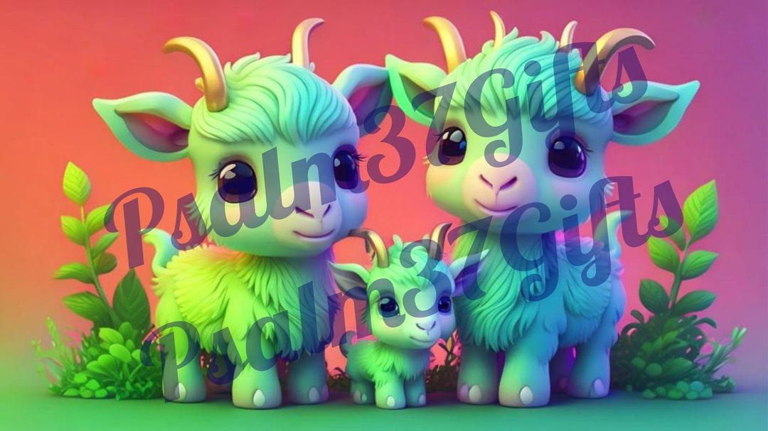 3D Green Baby Goats Background Graphic Sublimation PDF Jpeg PNG Instant ...