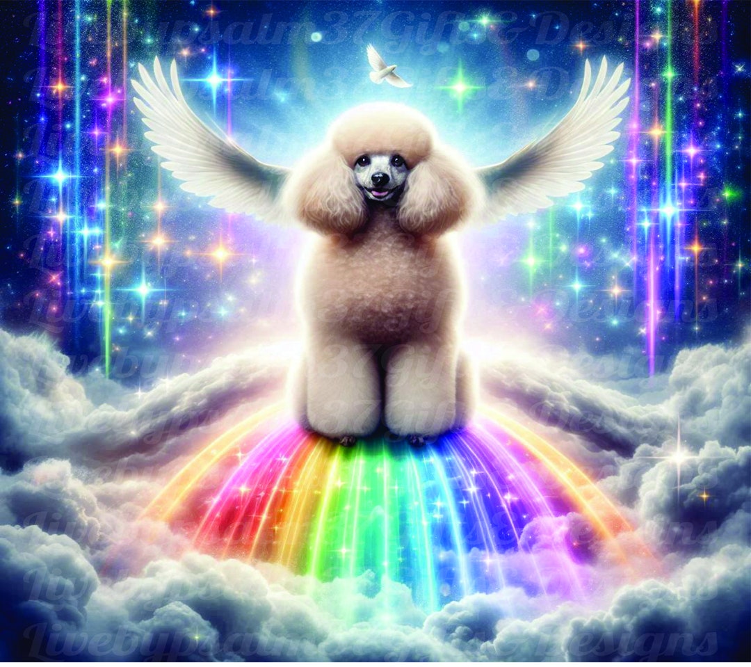 Poodle Crossing Rainbow Bridge Png Sublimation Memorial Pillows ...