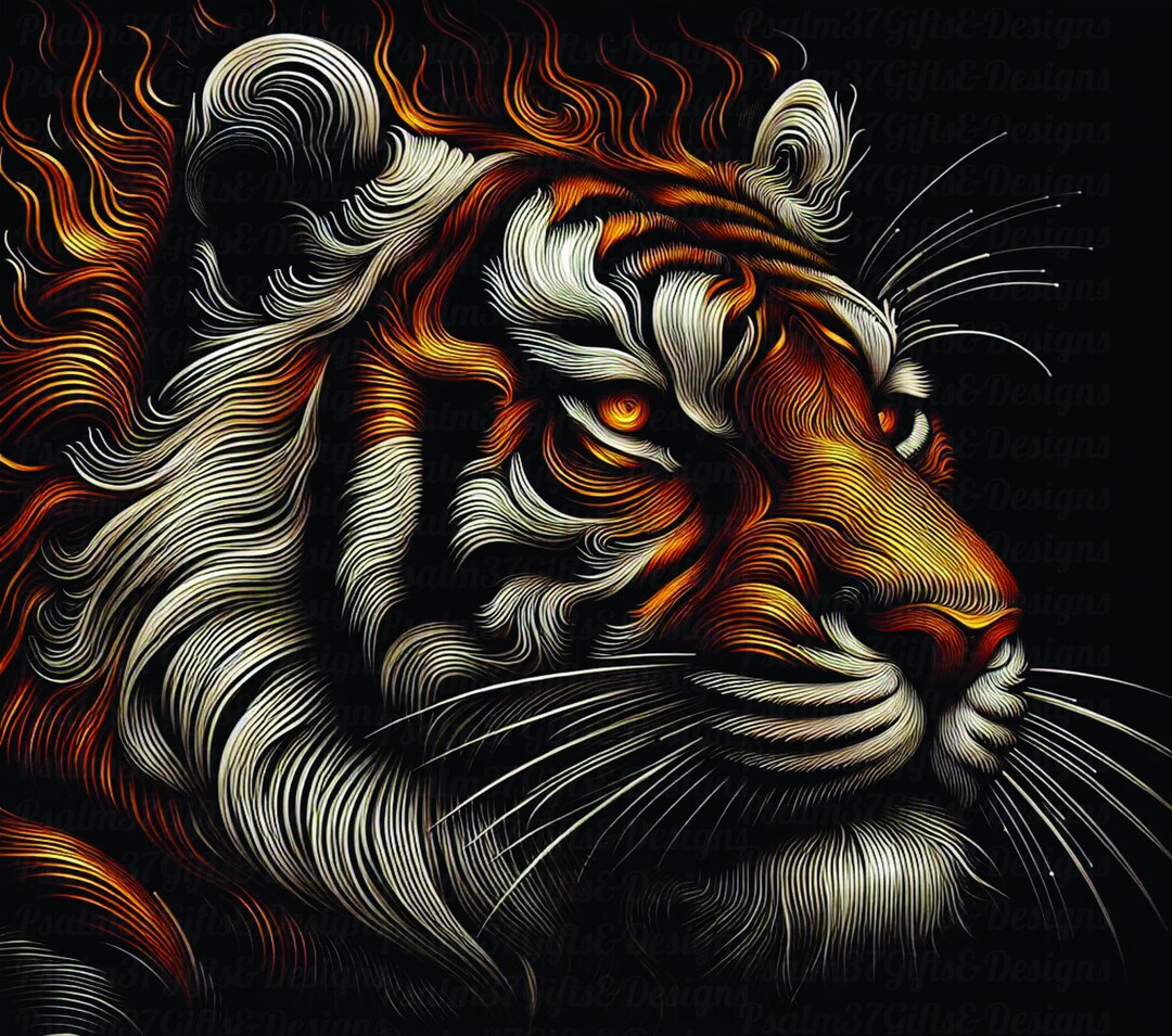 Bengal Tiger Wire Art PNG Pdf Jpeg Sublimation Tumbler Wrap Pillow Bags ...