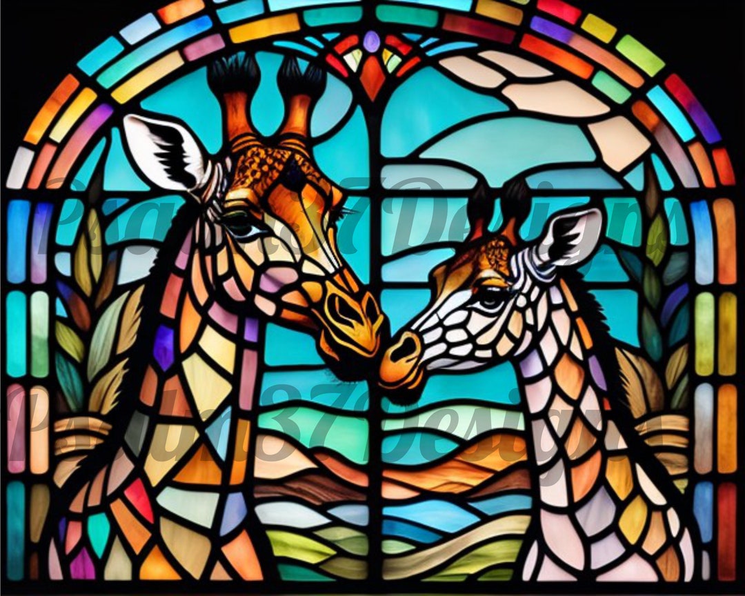 Giraffe Baby Png PDF Jpeg Stained Glass Sublimation Tumbler Wrap Sun ...