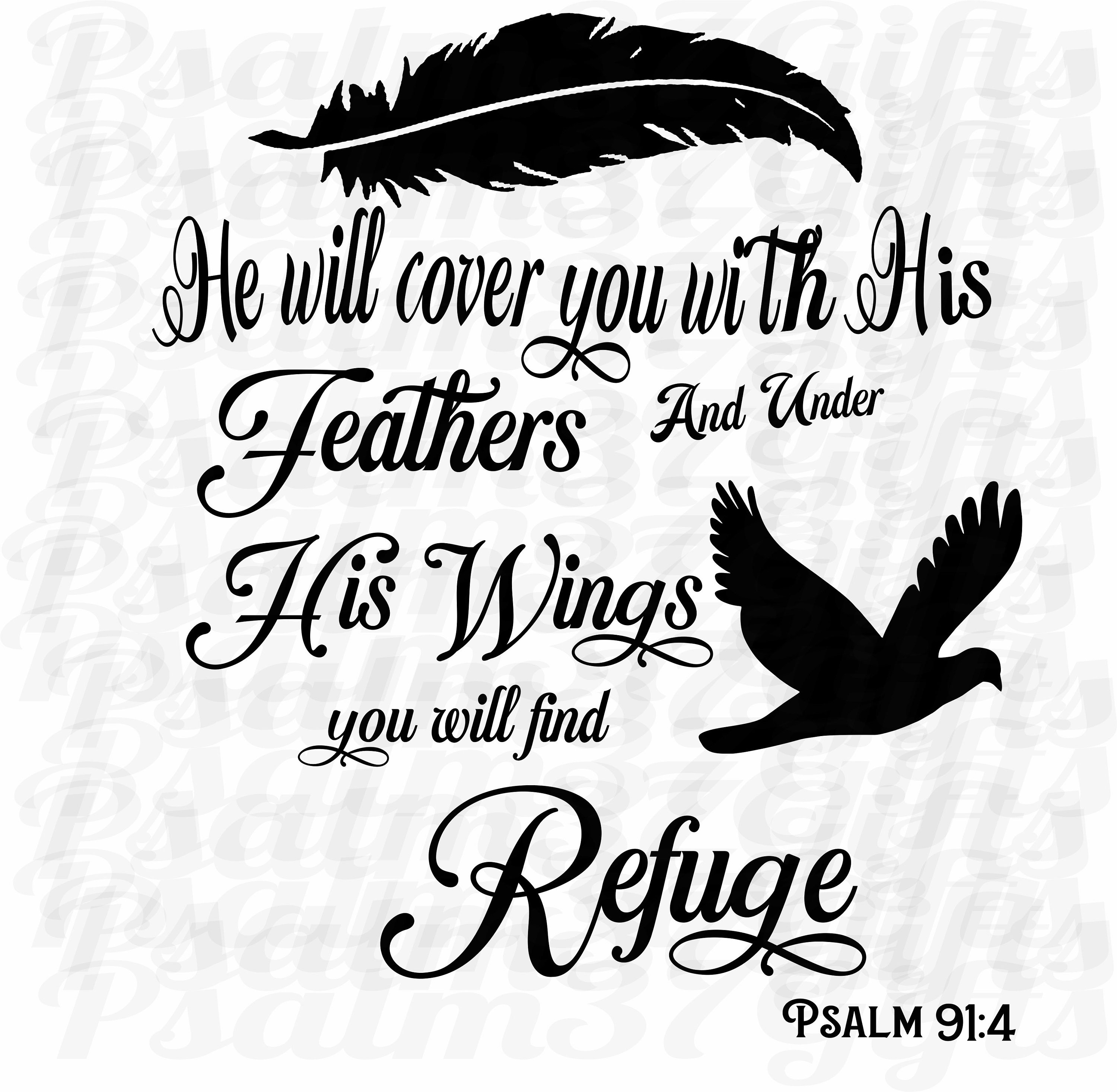 Psalm 91 4 SVG File for Cricut, Bible Verse Svg He Will Cover You With ...