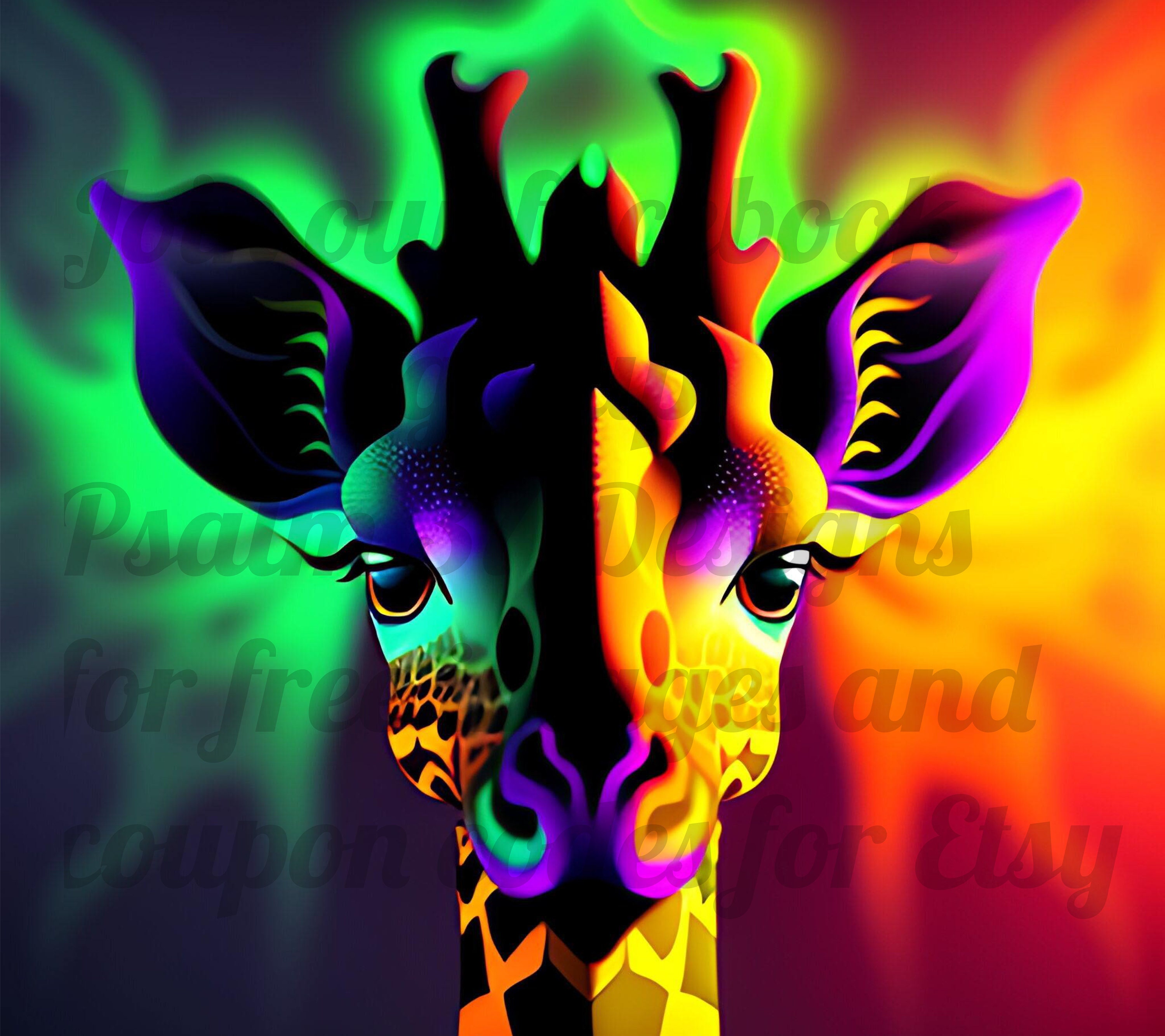 3D Giraffe Baby Neon Colors Png Jpeg File Sublimation Tumbler Mug Mouse ...