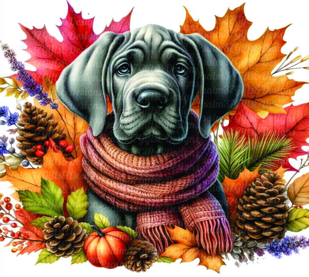 Great Dane Puppy Png Fall Hat Pdf Jpeg Sublimation Tumbler Wrap Pillow ...