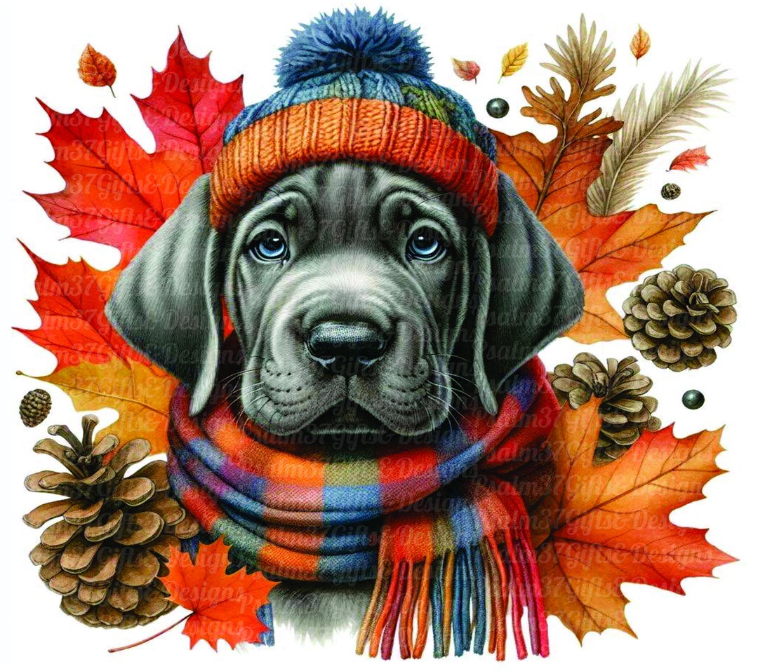 Great Dane Puppy Png Fall Hat Pdf Jpeg Sublimation Tumbler Wrap Pillow ...