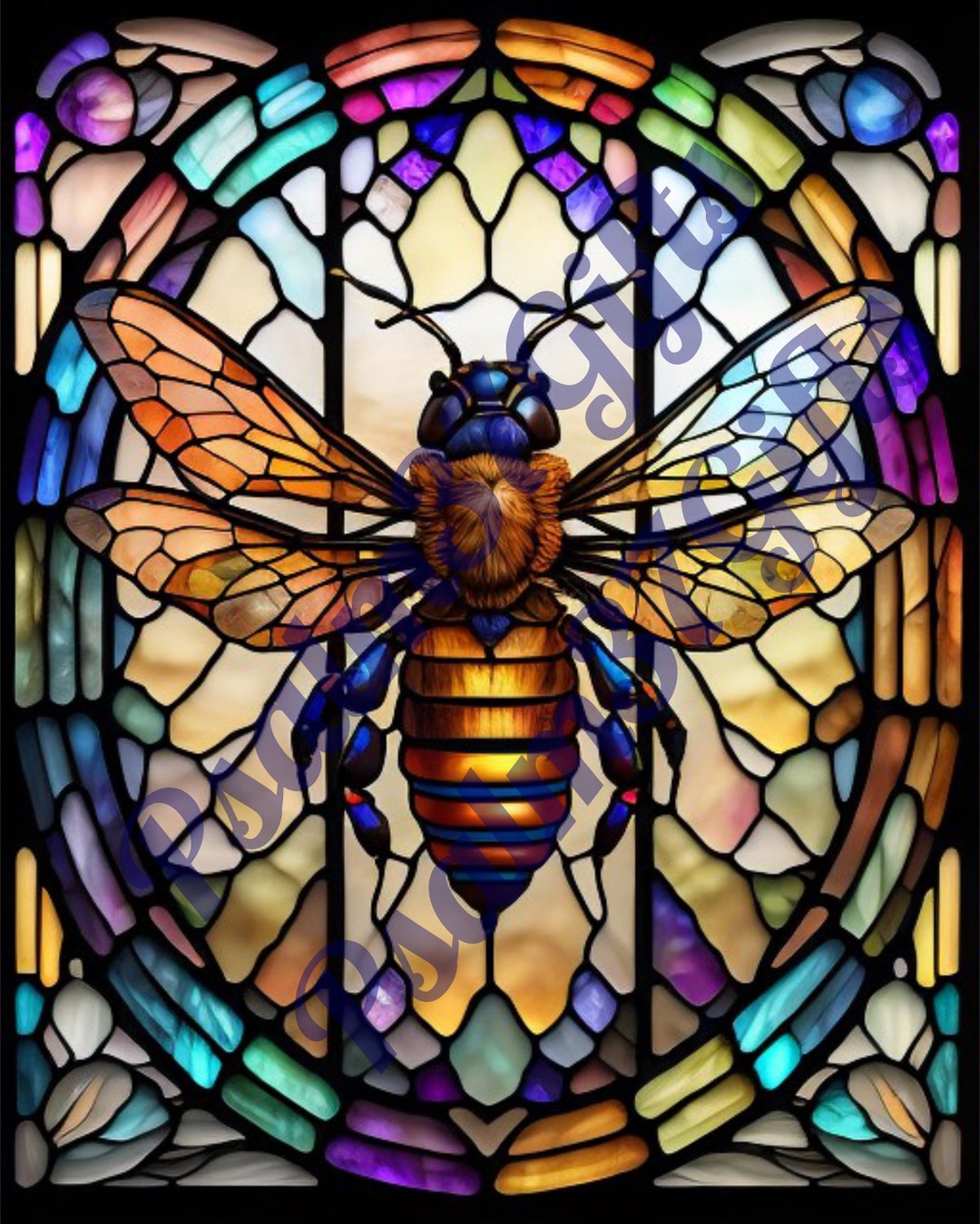 Stained Glass Honey Bee Graphic PDF Jpeg PNG Sublimation Background ...