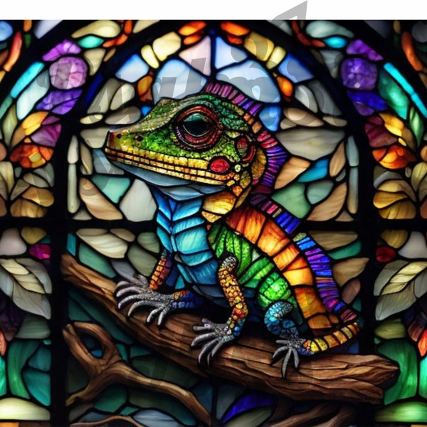 Gecko Stained Glass - Etsy