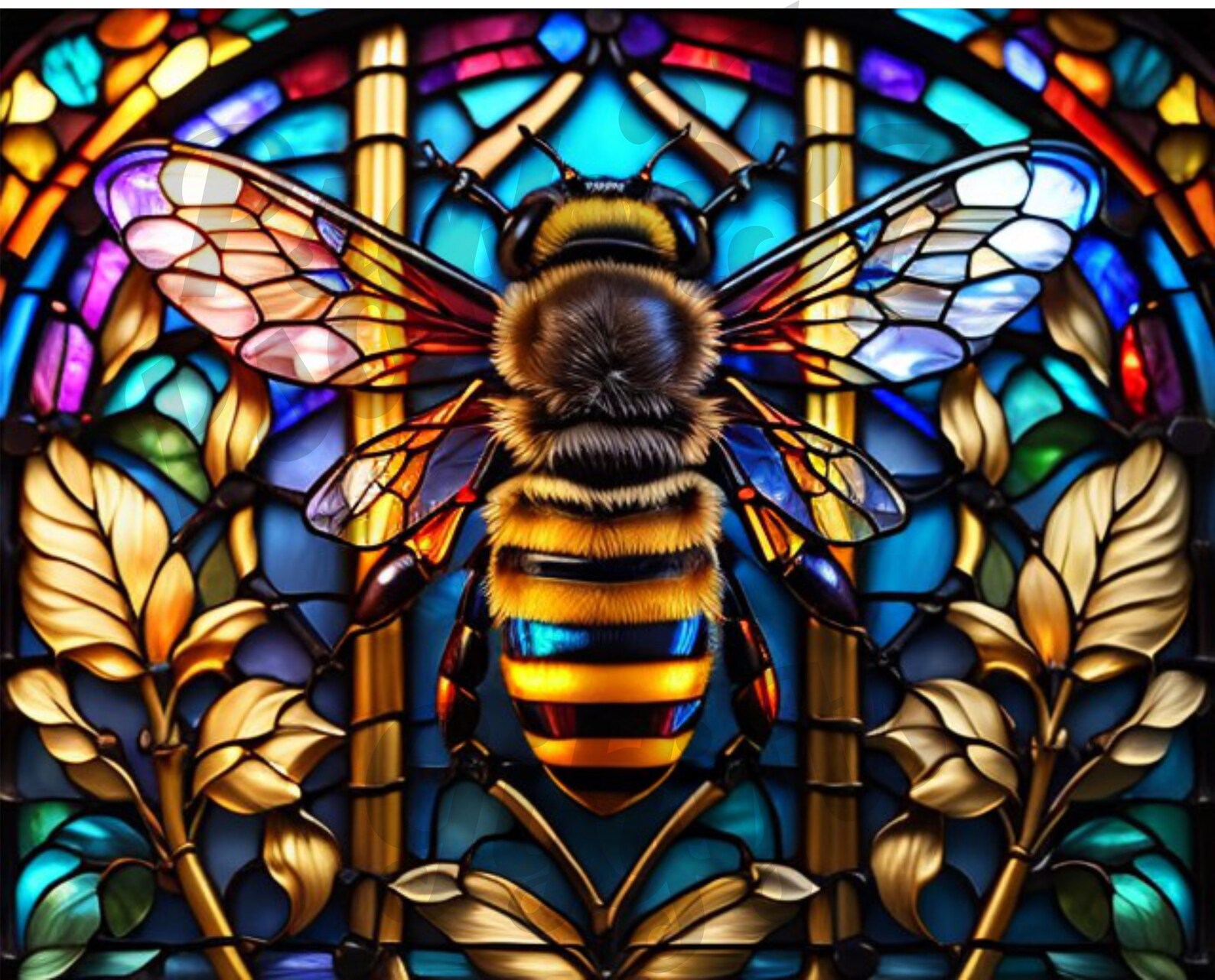 AI 3D Stained Glass Honey Bee Graphic PDF Jpeg Instant Download ...