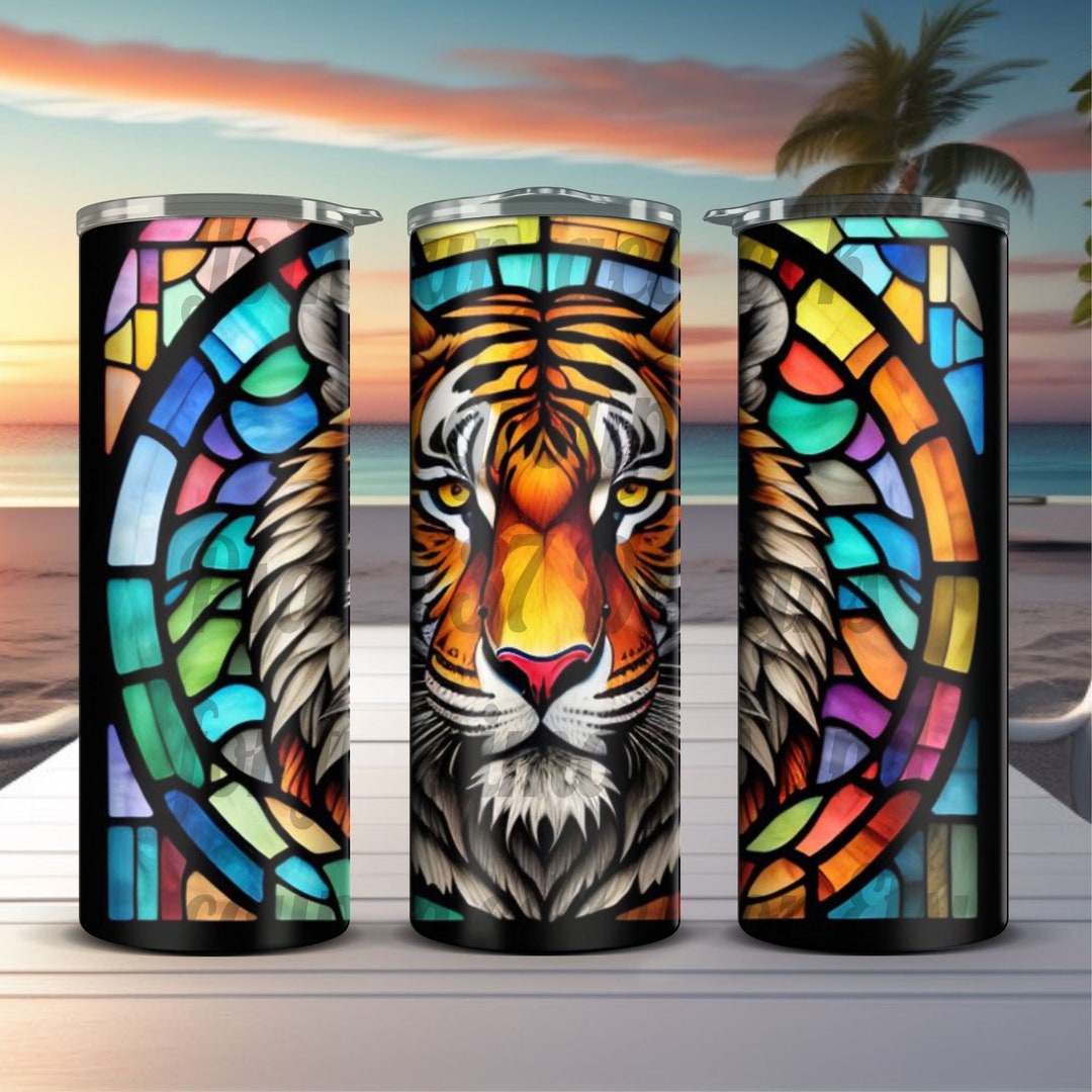 Stained Glass Bengal Tiger Png PDF Jpeg Sublimation Tumbler Wrap Shirts ...
