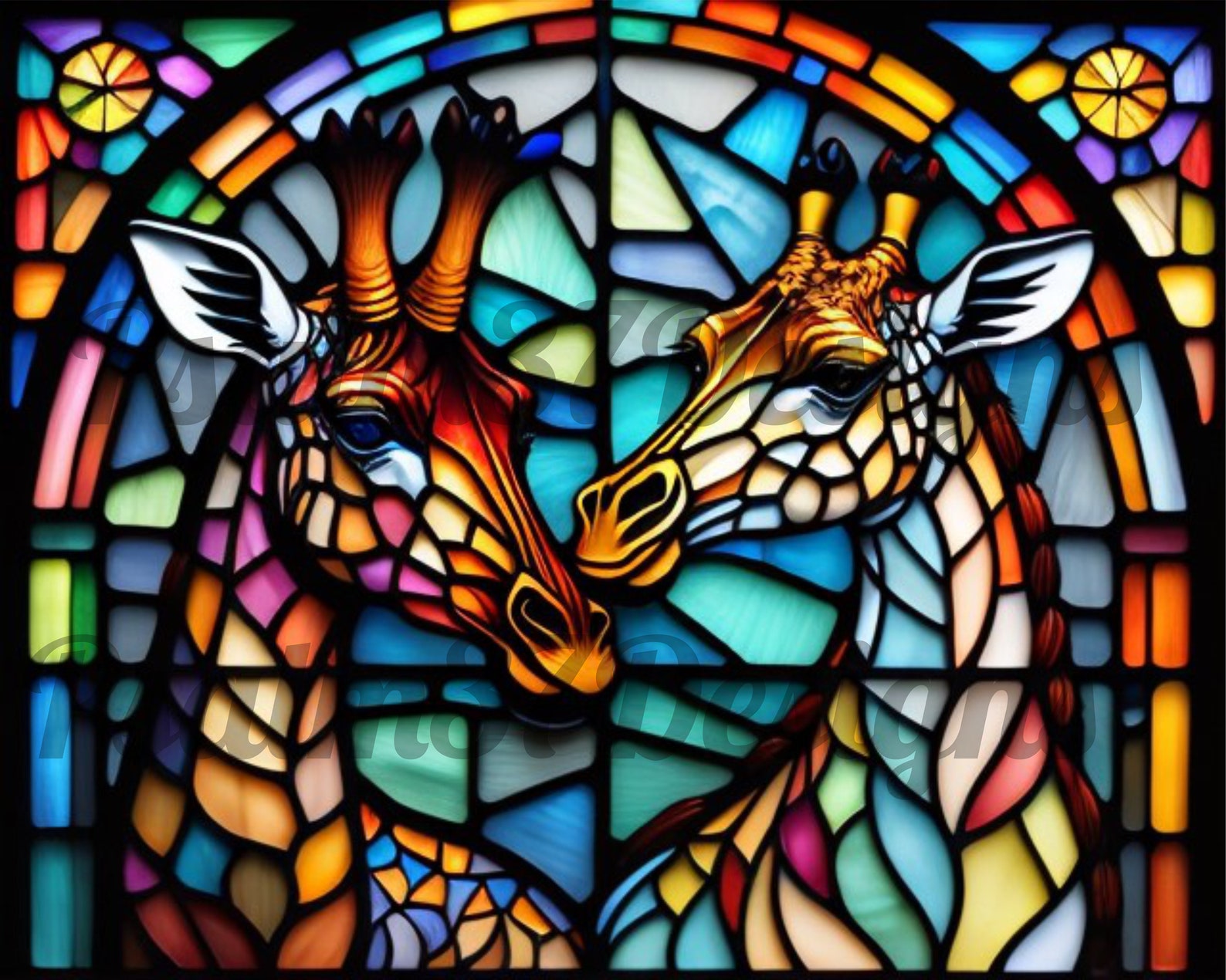AI Stained Glass Giraffe Jpeg Png Pdf Sublimation Tumbler Wrap Sun ...