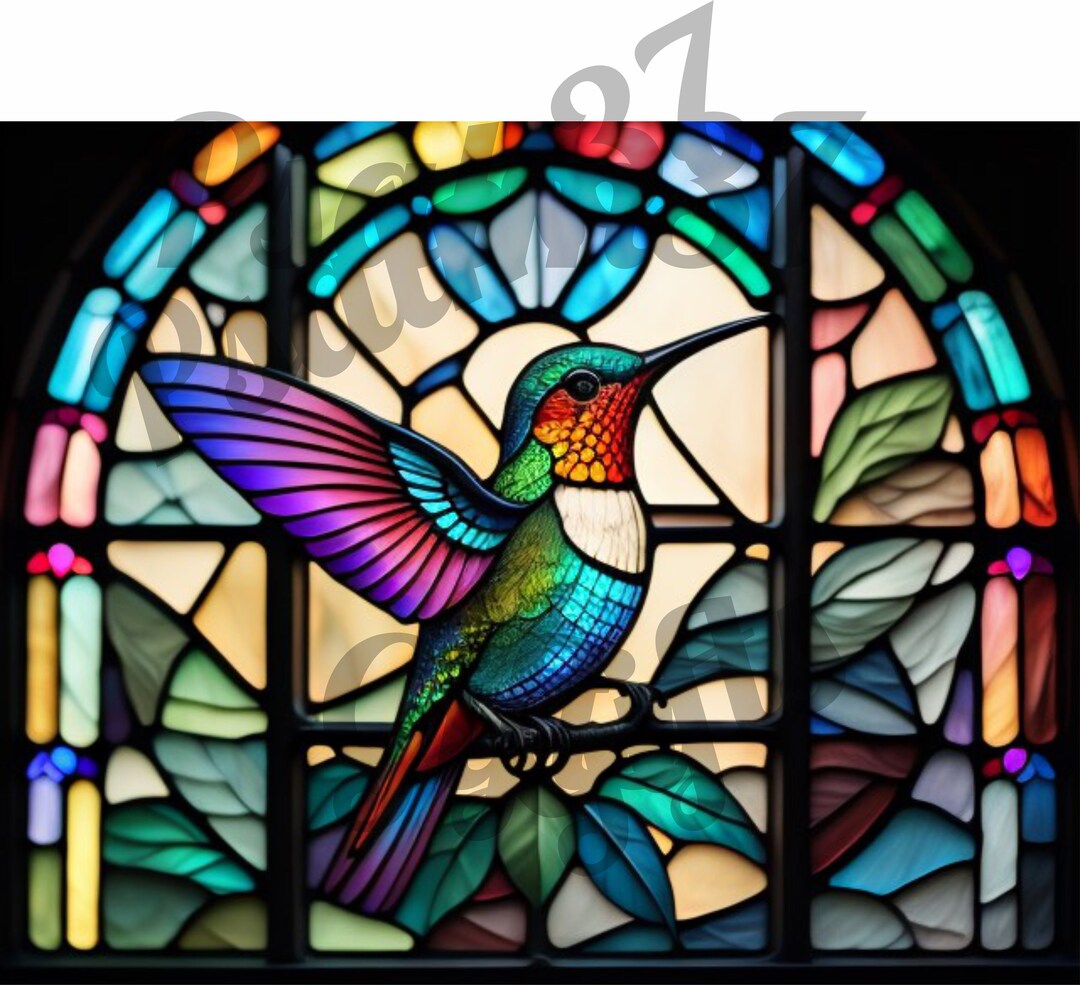 AI 3D Stained Glass Humming Bird Graphic Jpeg Pdf Sublimation Tumbler ...