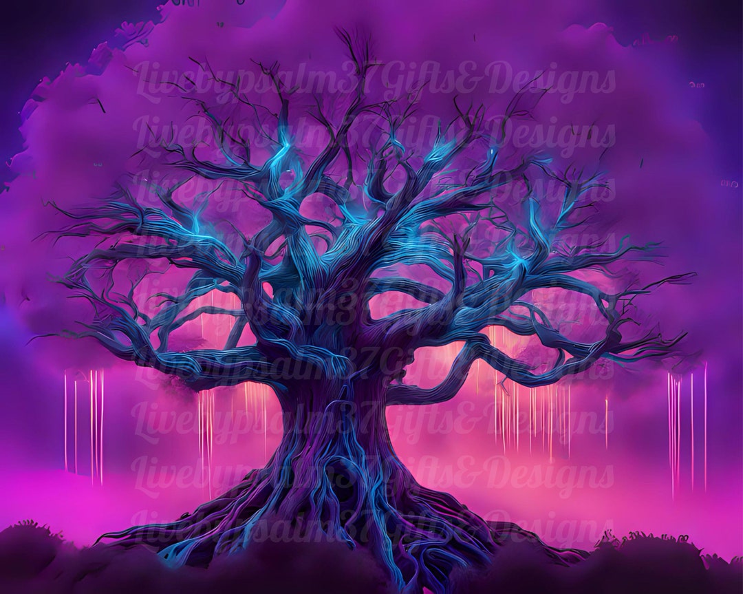3D Tree of Life Purple Electrical Storm Biochemical Filament Premium AI ...