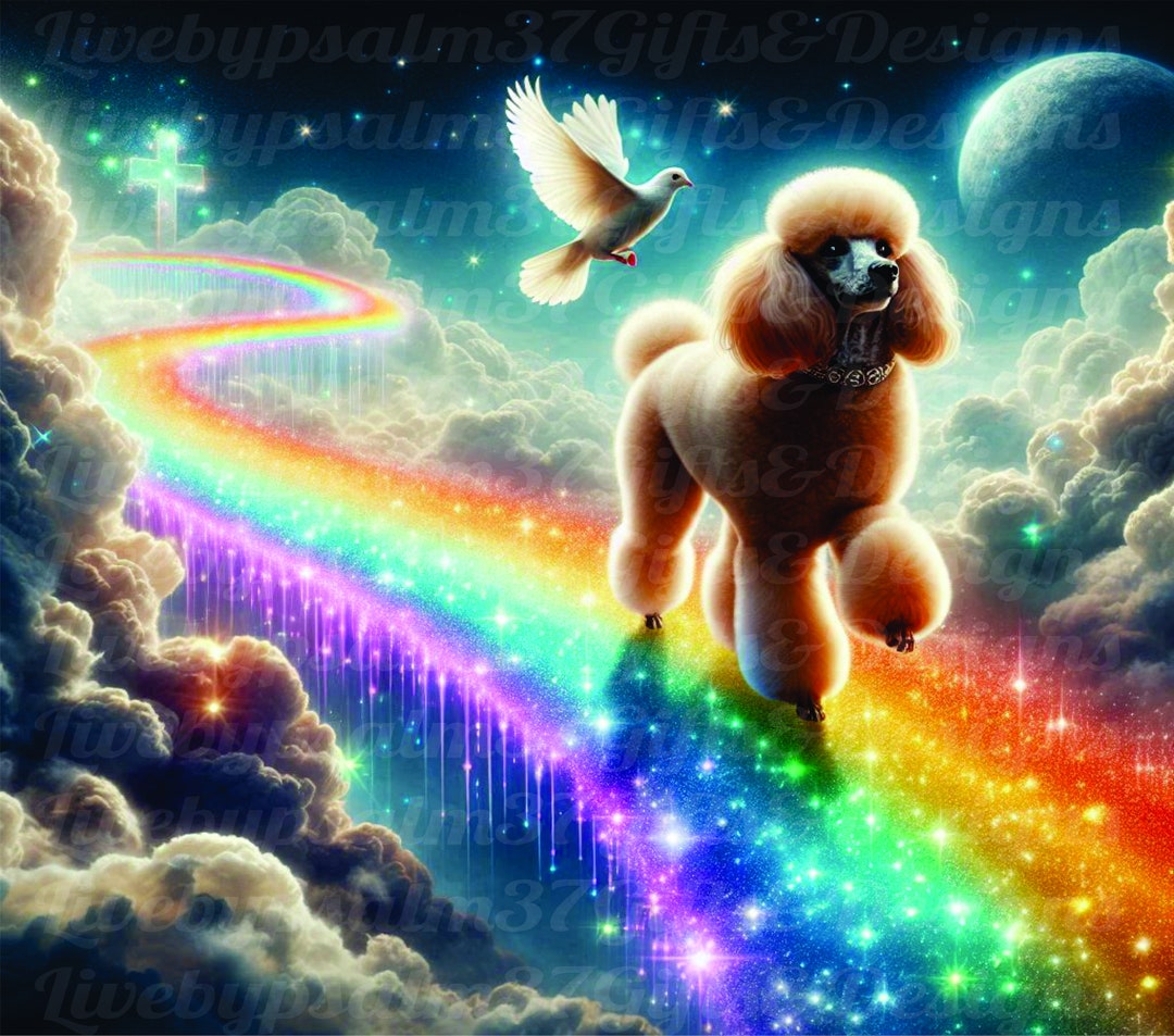 Poodle Crossing Rainbow Bridge Png Sublimation Memorial Pillows Coaster ...
