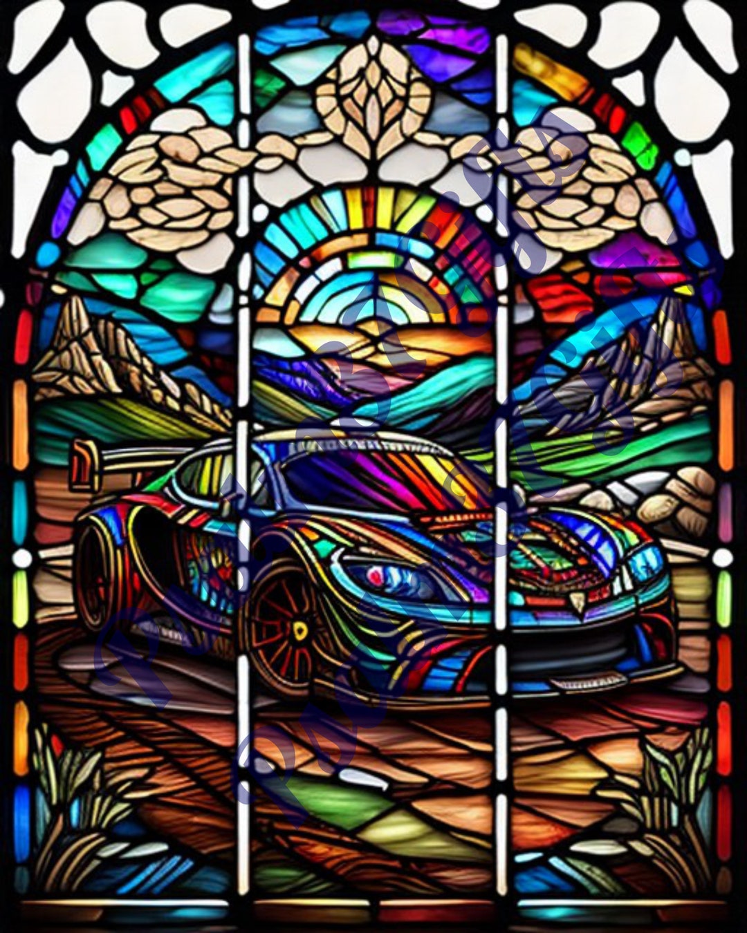 Stained Glass Race Car Graphic PDF Jpeg PNG Sublimation Digital Instant ...