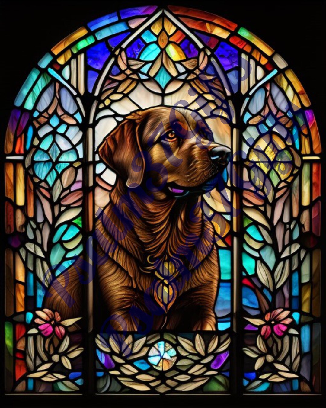 Brown Labrador Stained Glass Graphic PDF Jpeg PNG Sublimation ...