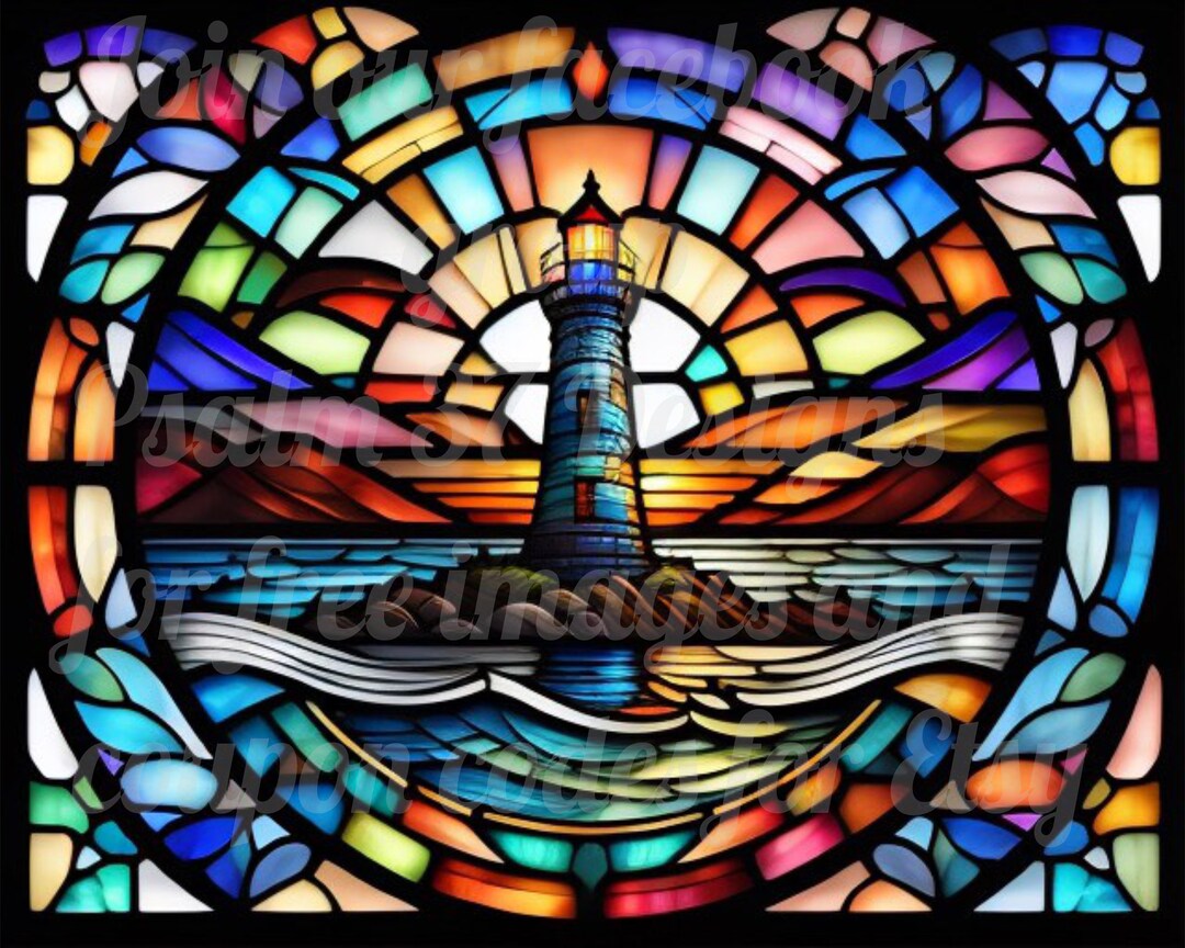 Lighthouse Stained Glass Png PDF Jpeg Sublimation Tumbler Wrap Wind ...