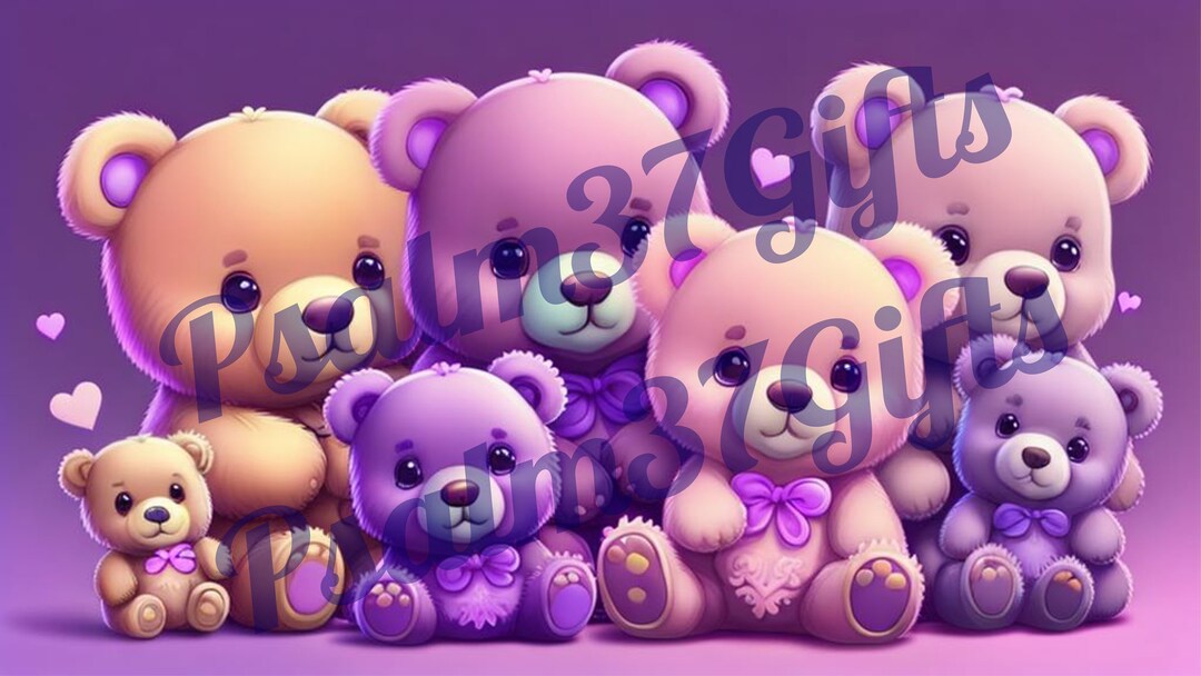 3D Purple Teddy Bears Background Graphic Sublimation PDF Jpeg PNG ...