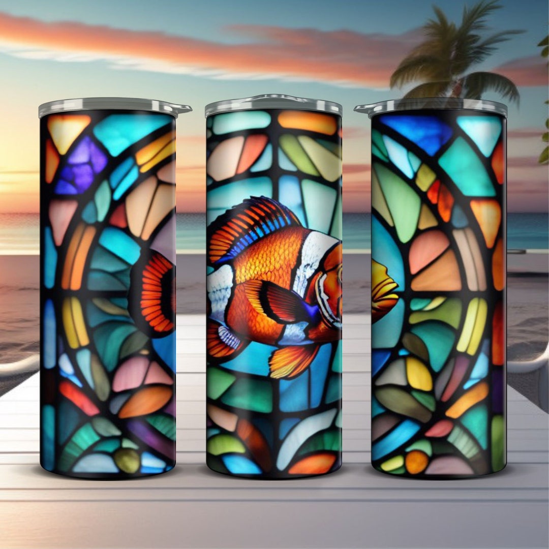 AI 3D Stained Glass Clown Fish Png PDF Jpeg Sublimation Tumbler Wrap ...