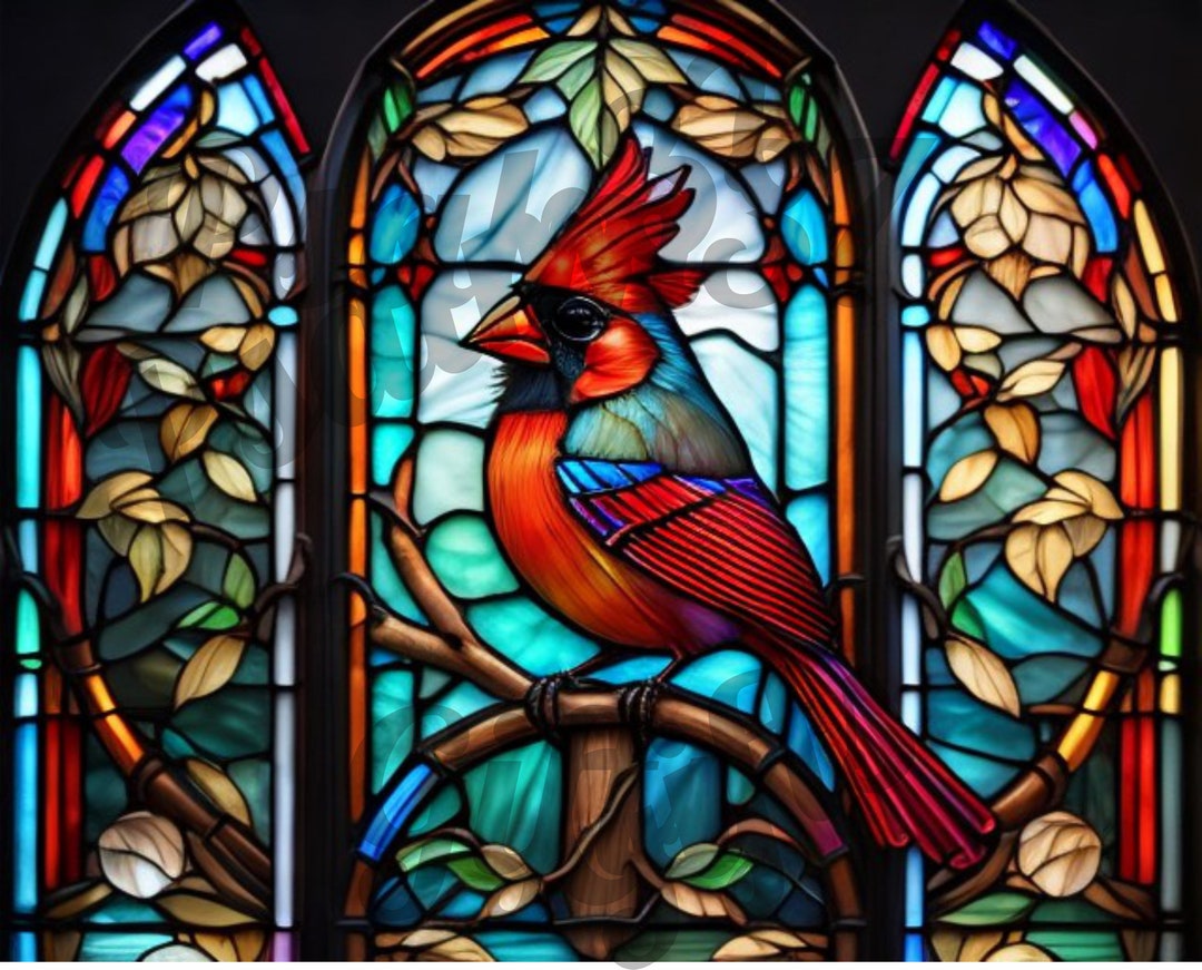 AI 3D Stained Glass Cardinal Graphic PDF Jpeg Instant Dnld Sublimation ...