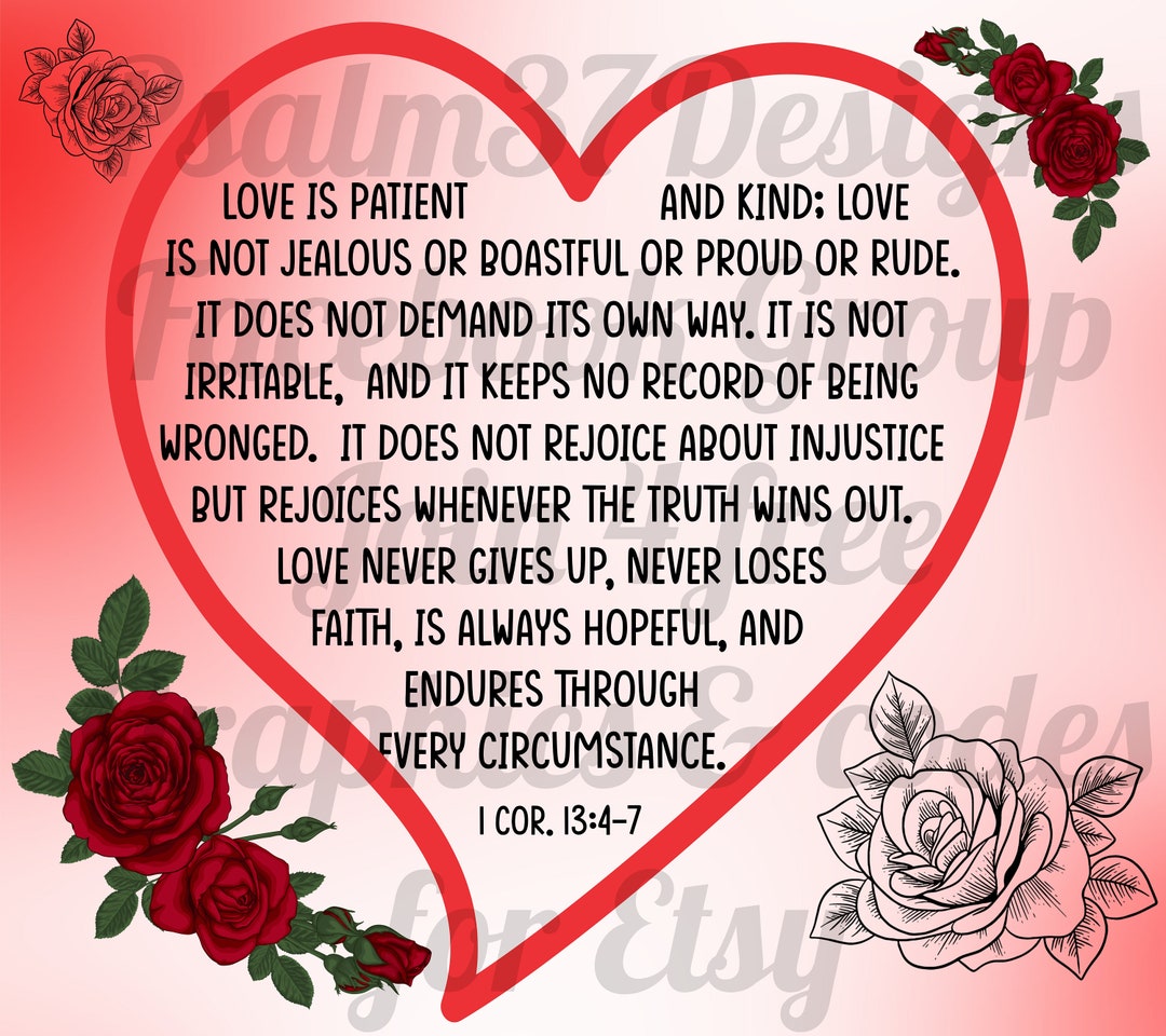 1 Corinthians 13 4 7 Bible Verse Jpeg Png Pdf Sublimation Tumbler Wrap ...