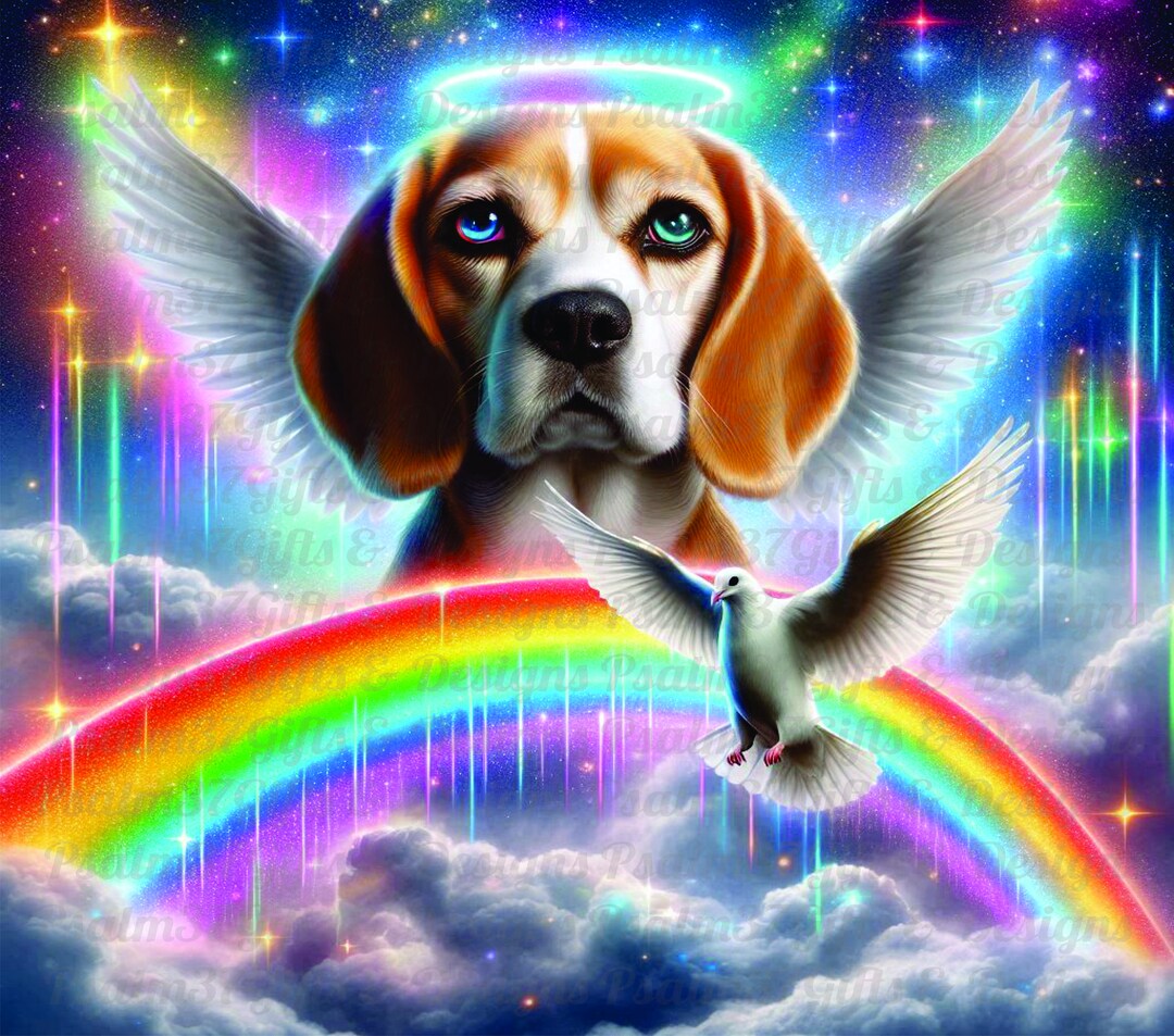 Beagle Crossing Rainbow Bridge Png Sublimation Memorial Pillows ...