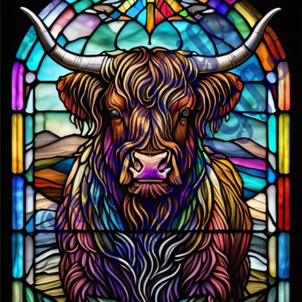 Stained Glass Cow - Etsy