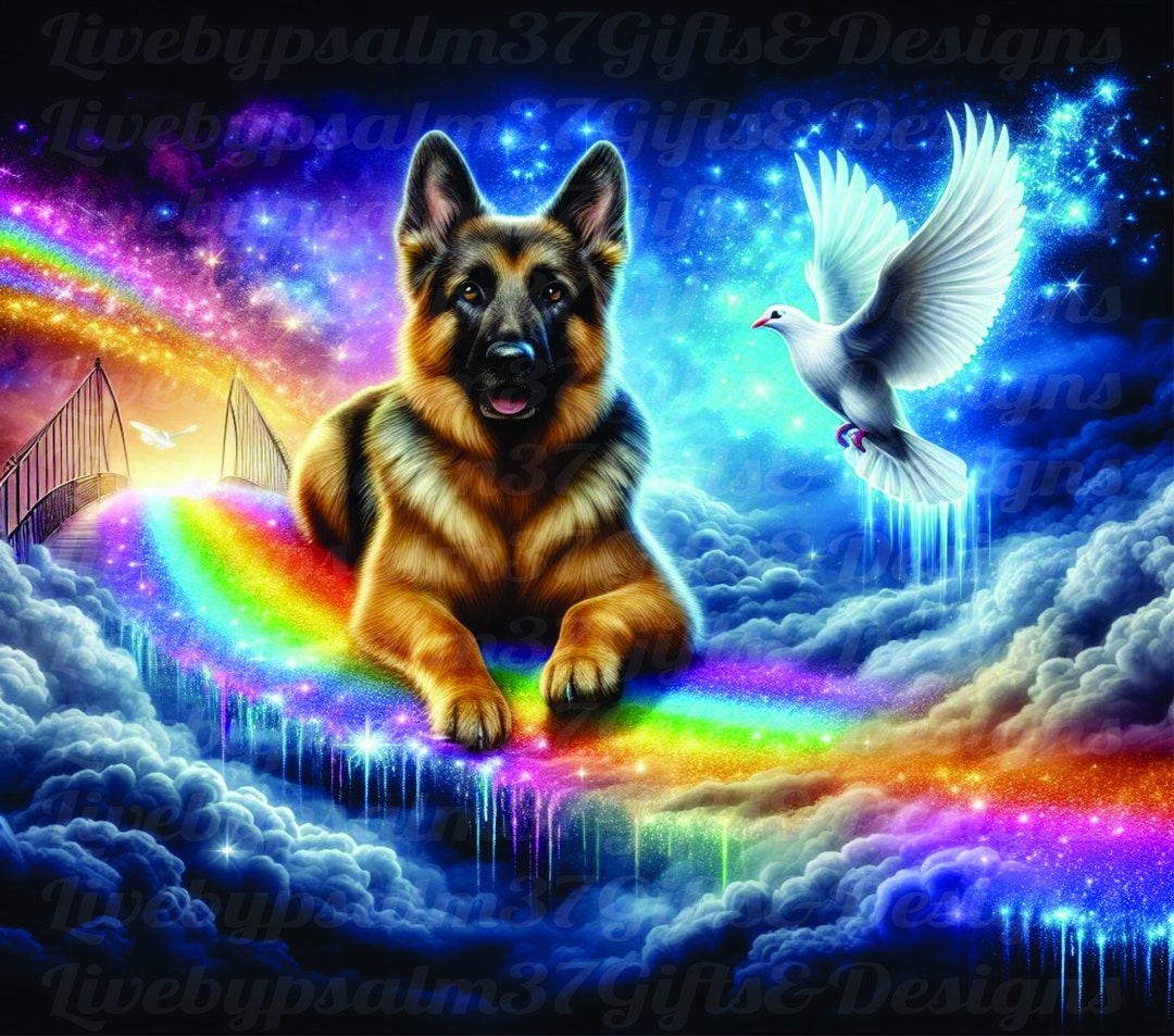 German Shepherd Png Crossing Rainbow Bridge Sublimation Tumbler Wrap ...