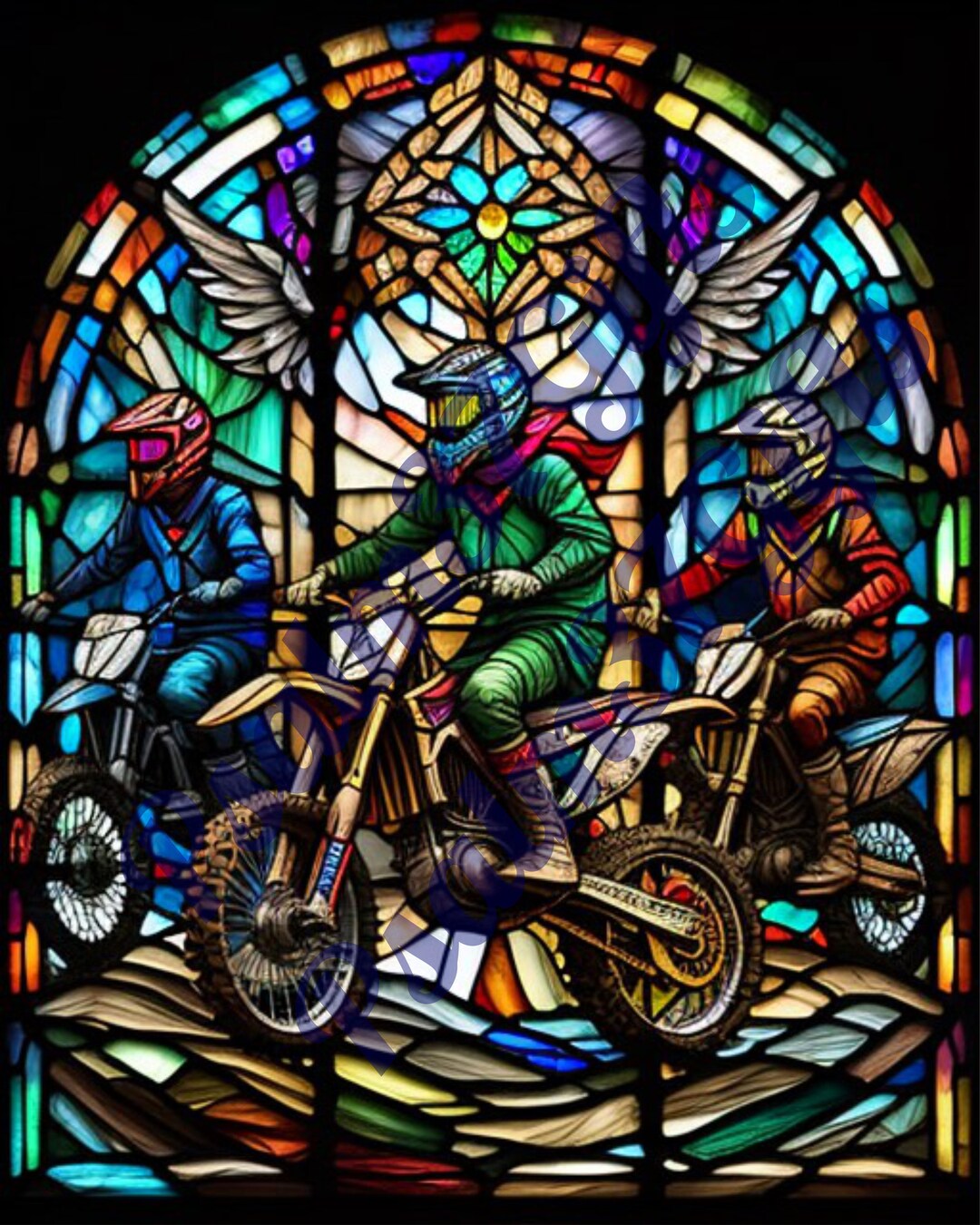 Stained Glass Dirt Bike Graphic PDF Jpeg PNG Sublimation Digital ...