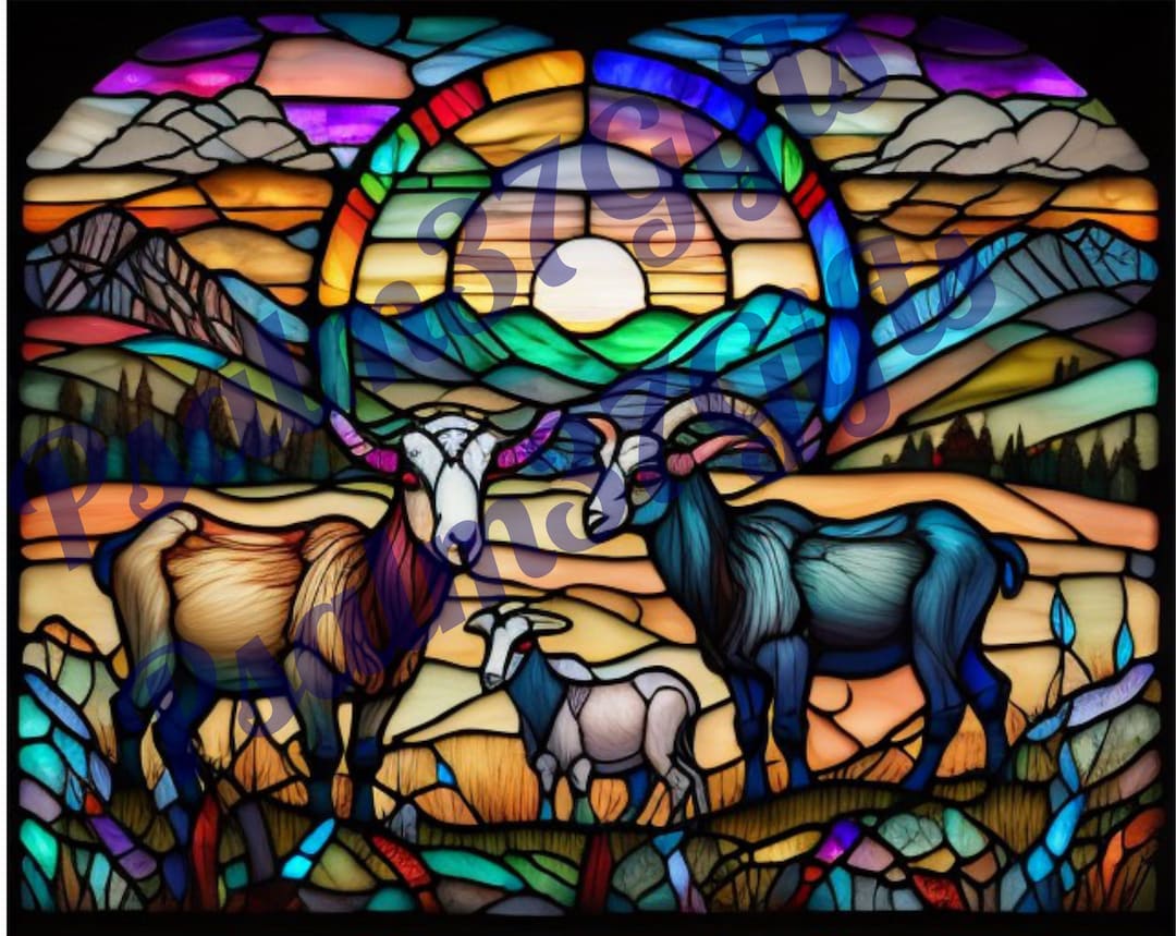 Stained Glass Goats Baby Goats Graphic PDF Jpeg PNG Sublimation Digital ...