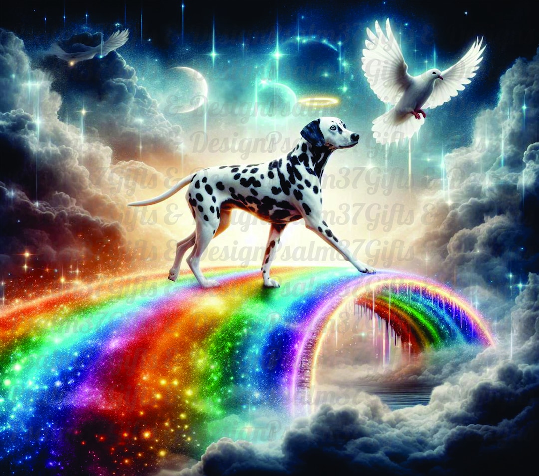 Dalmatian Rainbow Bridge Png Sublimation Memorial Pillows Coaster Pet ...