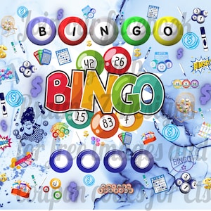 Lucky Blue BINGO Sublimation Tumbler Wrap Jpg Pdf With 4 Bingo Balls ...