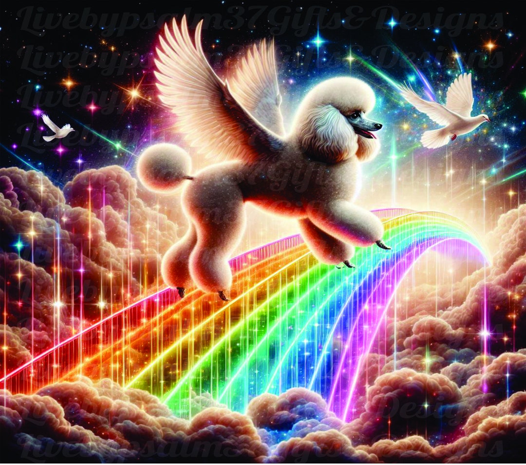 Poodle Crossing Rainbow Bridge Png Sublimation Memorial Pillows ...