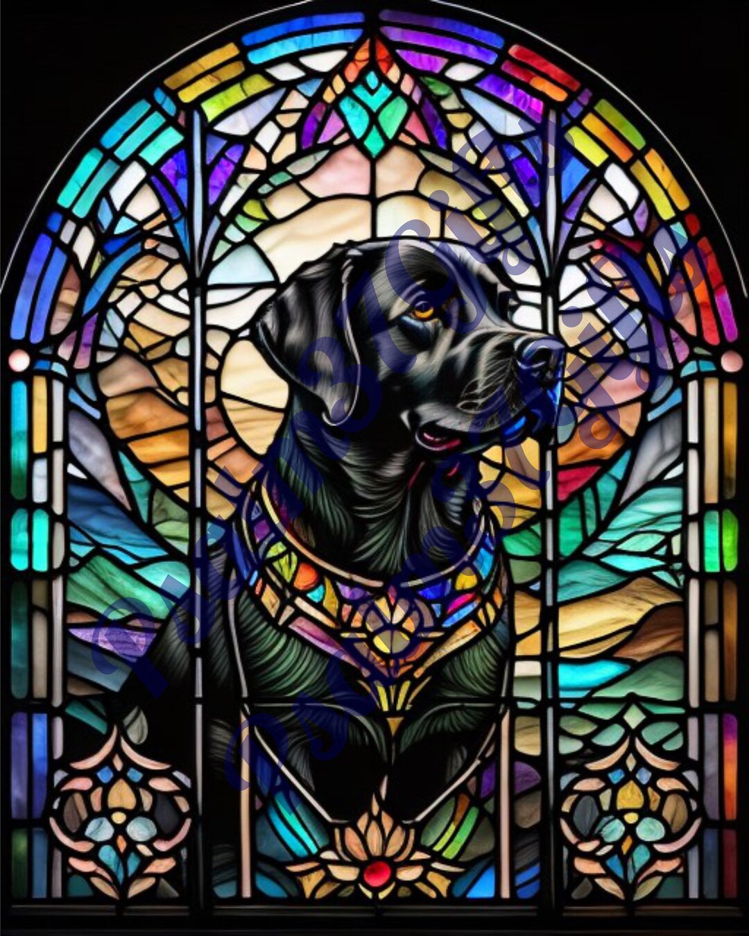 Stained Glass Black Labrador Graphic PDF Jpeg PNG Sublimation ...
