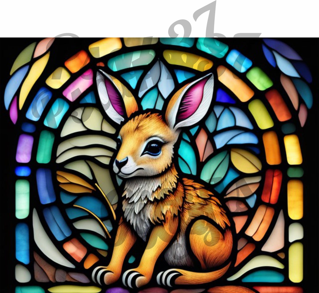 AI 3D Baby Kangaroo Stained Glass Graphic Jpeg Pdf Sublimation Tumbler ...
