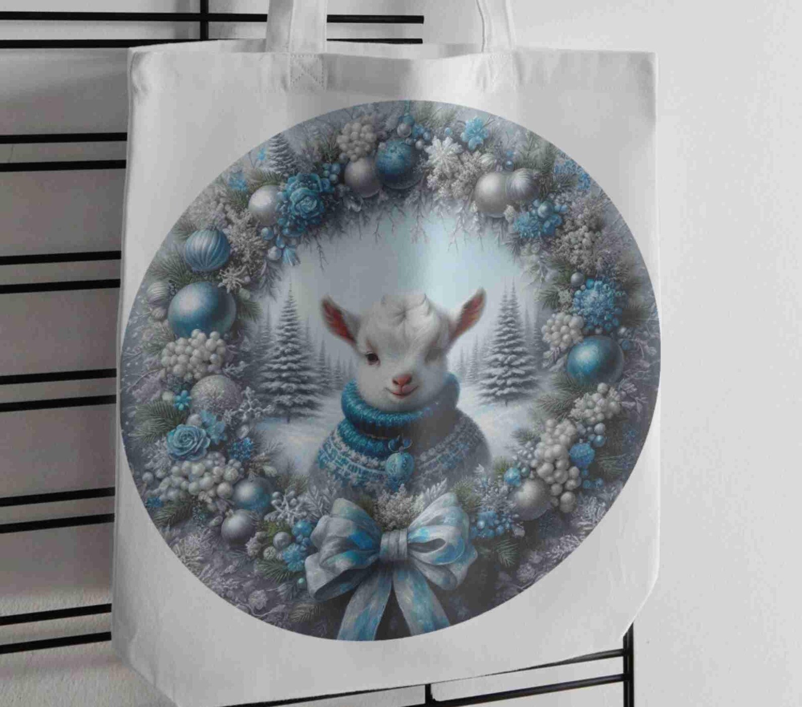 Baby Goat Circle Png Christmas Wreath Jpg Pdf Sublimation Wind Spinner ...