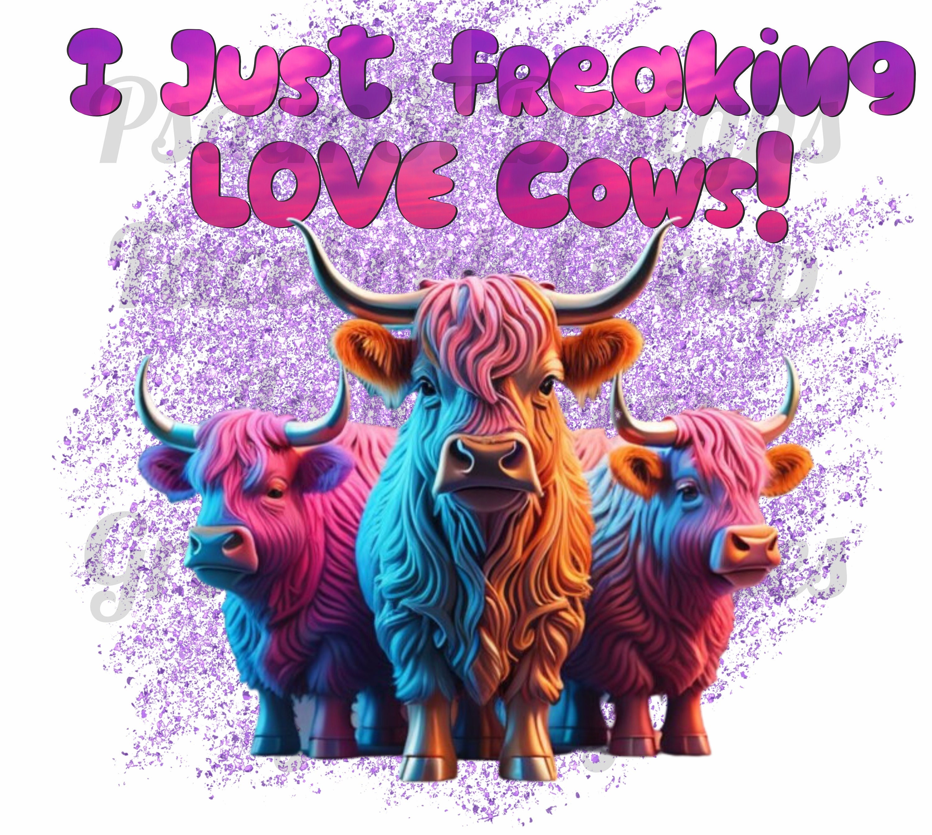 I Just Freaking Love Cows Purple Highland Cows Sublimation Tumbler Wrap ...