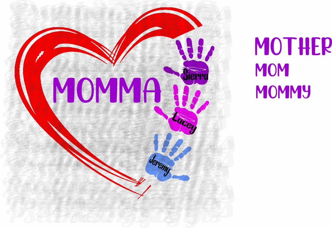 Personalized Svg With Kids Names Mom SVG 2 to 7 Kids Handprints in ...