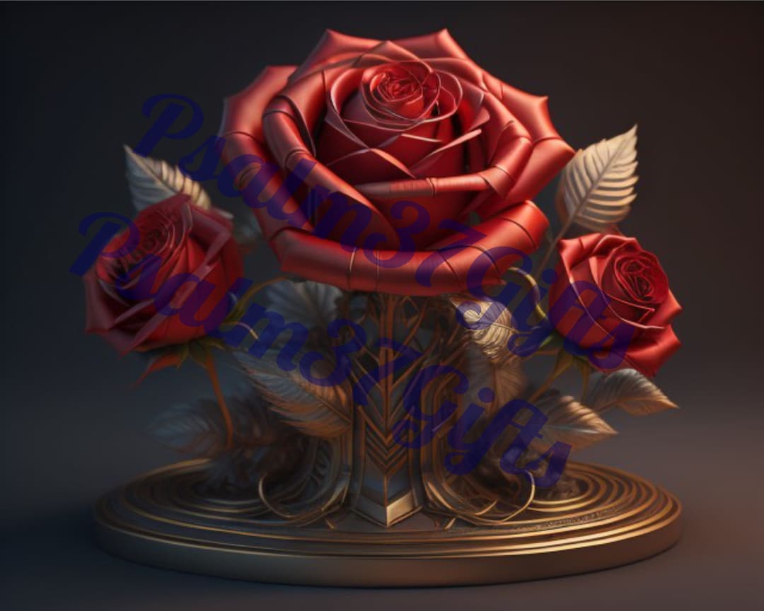 3D Rosas Rojas y Doradas Gráfico Jpeg PDF PNG Sublimación 3 Descargas ...