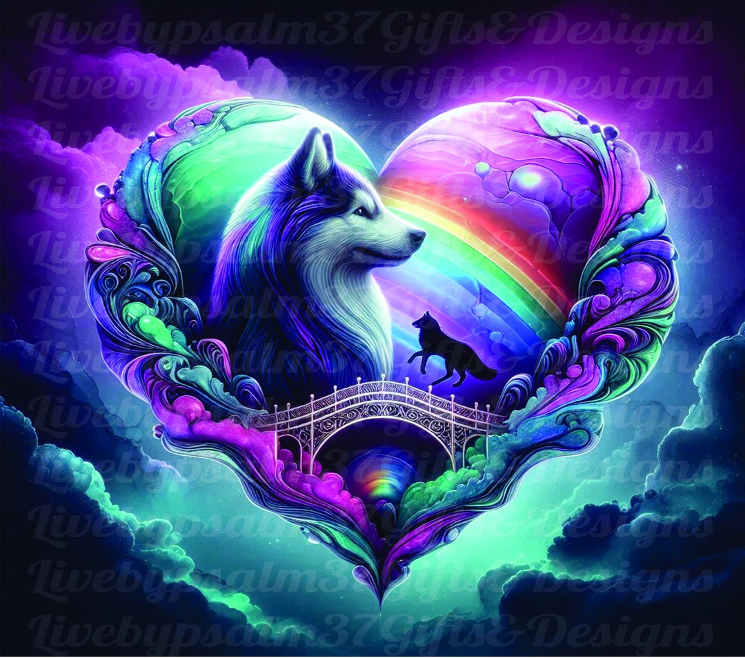Rainbow Bridge Siberian Husky Png Sublimation Tumbler Wrap Wind Spinner ...