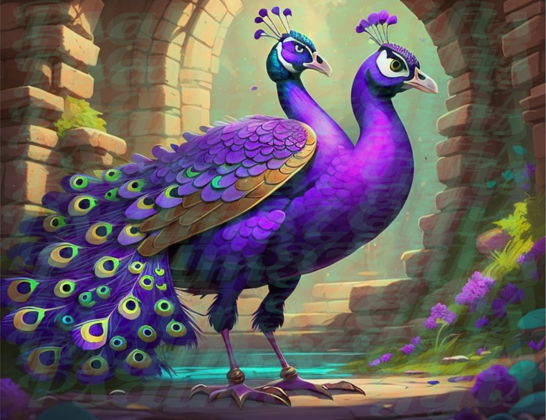 Purple Peacock Graphic PDF Jpeg PNG Sublimation Background Digital ...
