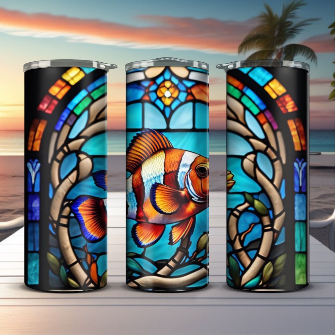 AI 3D Stained Glass Clown Fish Png PDF Jpeg Sublimation Tumbler Wrap ...