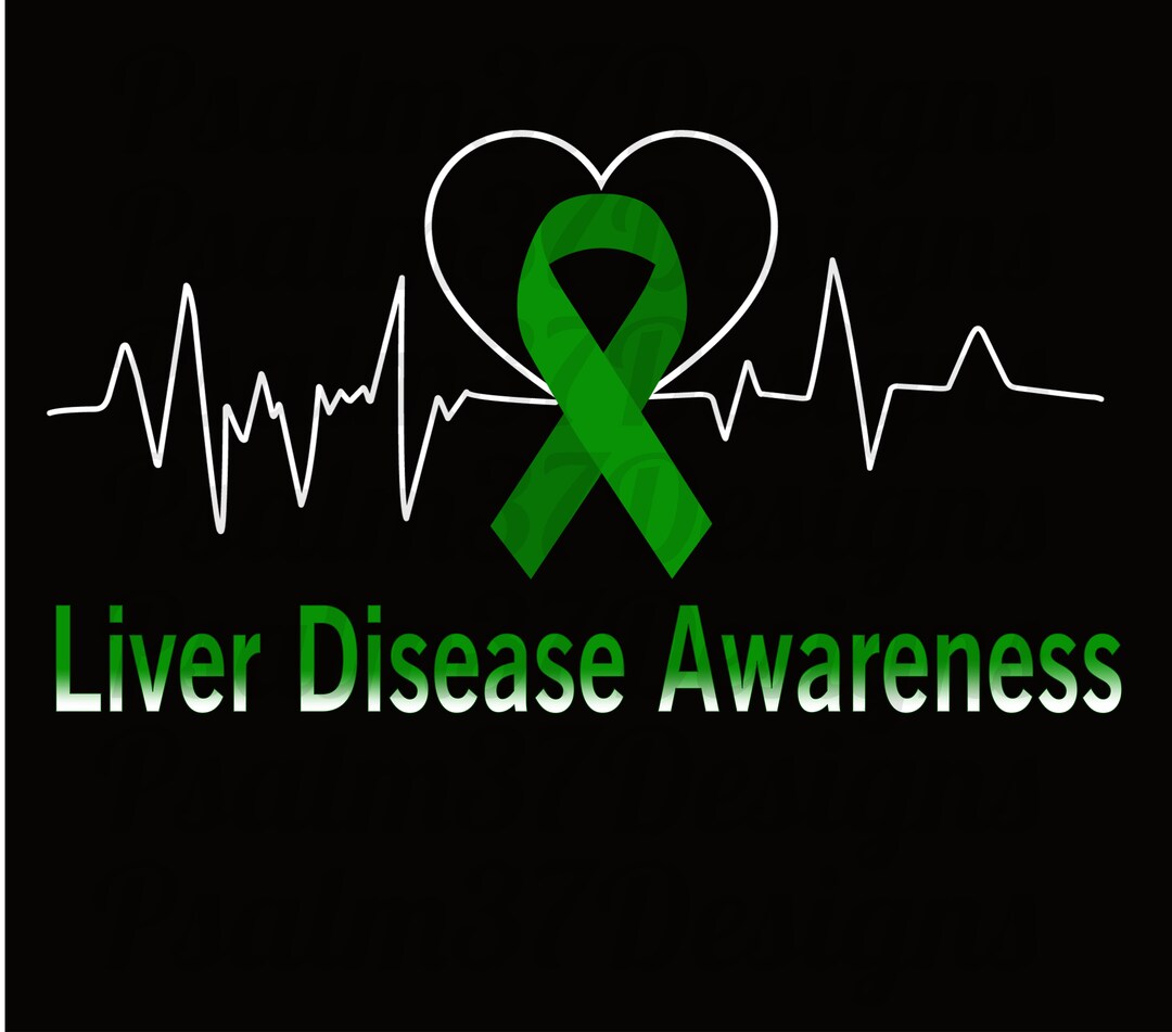Liver Disease Awareness Png Heartbeat Line With Heart Green Ribbon ...