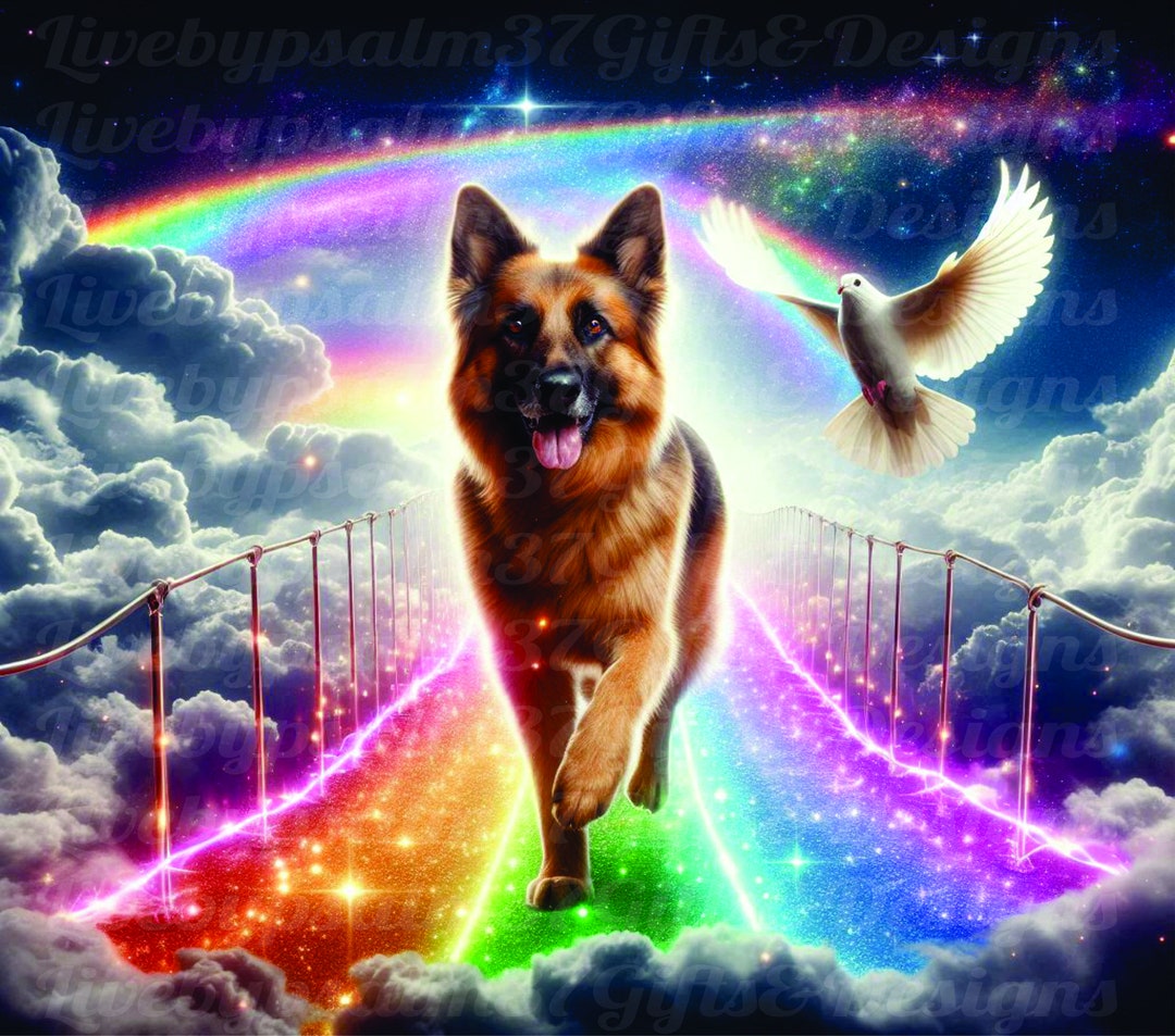 German Shepherd Crossing Rainbow Bridge Png Sublimation Memorial ...