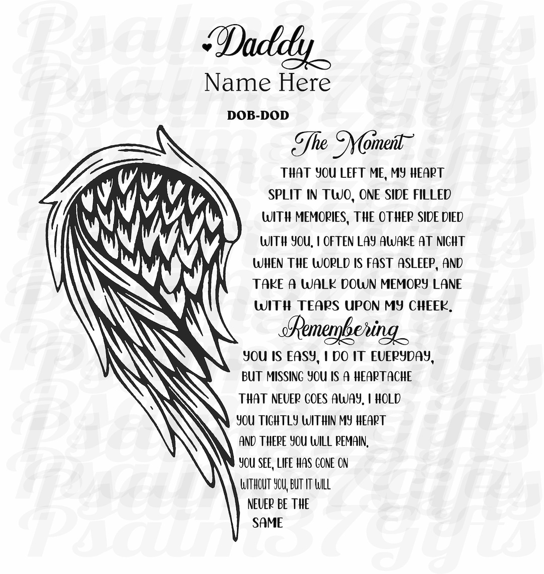 In Memory of Daddy Memorial Svg for Cricut Remembering You is Easy in ...