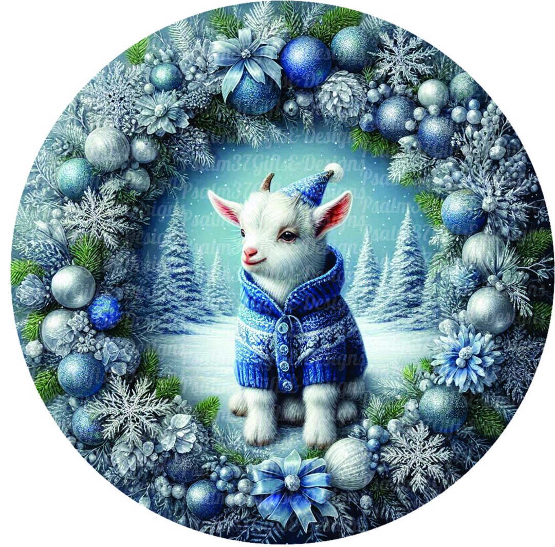 Baby Goat Circle Png Christmas Wreath Jpg Pdf Sublimation Wind Spinner ...
