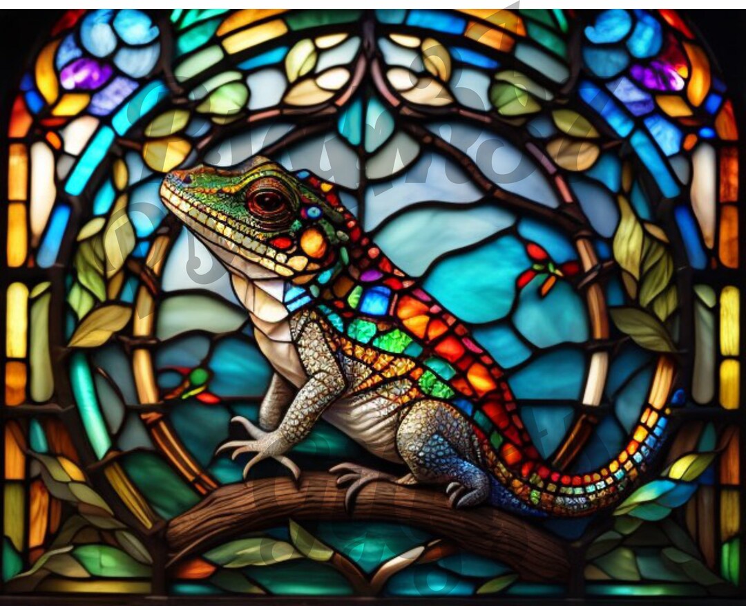3D Gecko Stained Glass Jpeg Pdf Graphic Sublimation Tumbler Wrap Wind ...