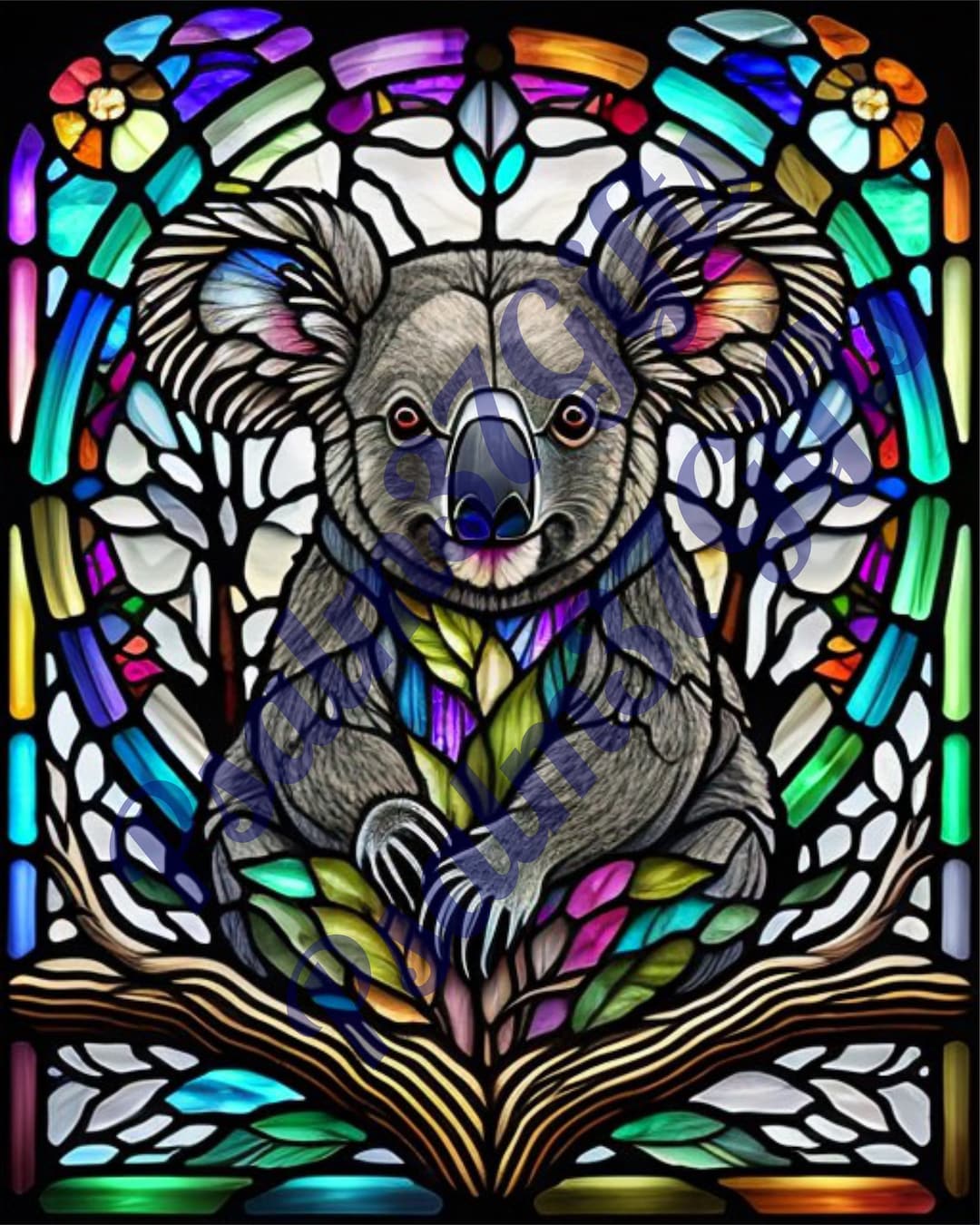 Stained Glass Koala Bear Png PDF Jpeg Sublimation Background Printable ...