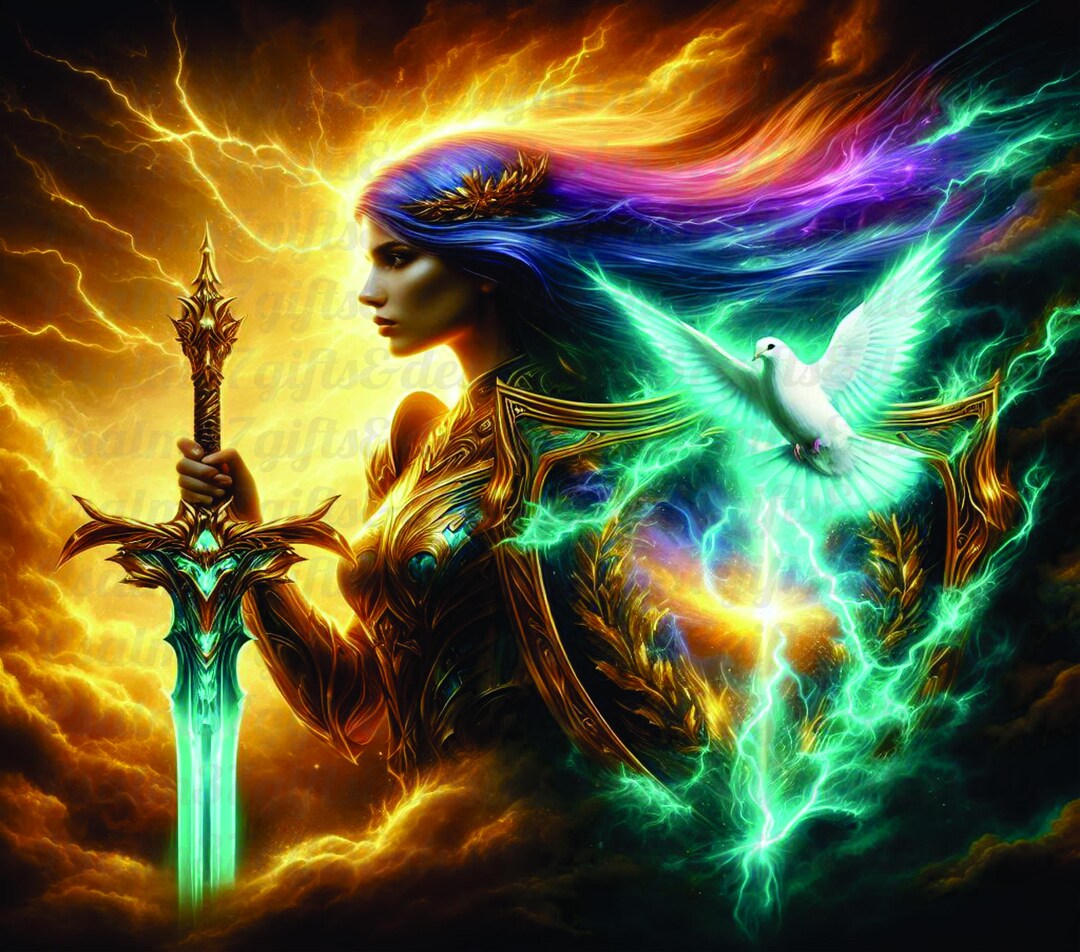 Prophetic Art Woman Warrior of God Sword of the Spirit Shield of Faith ...