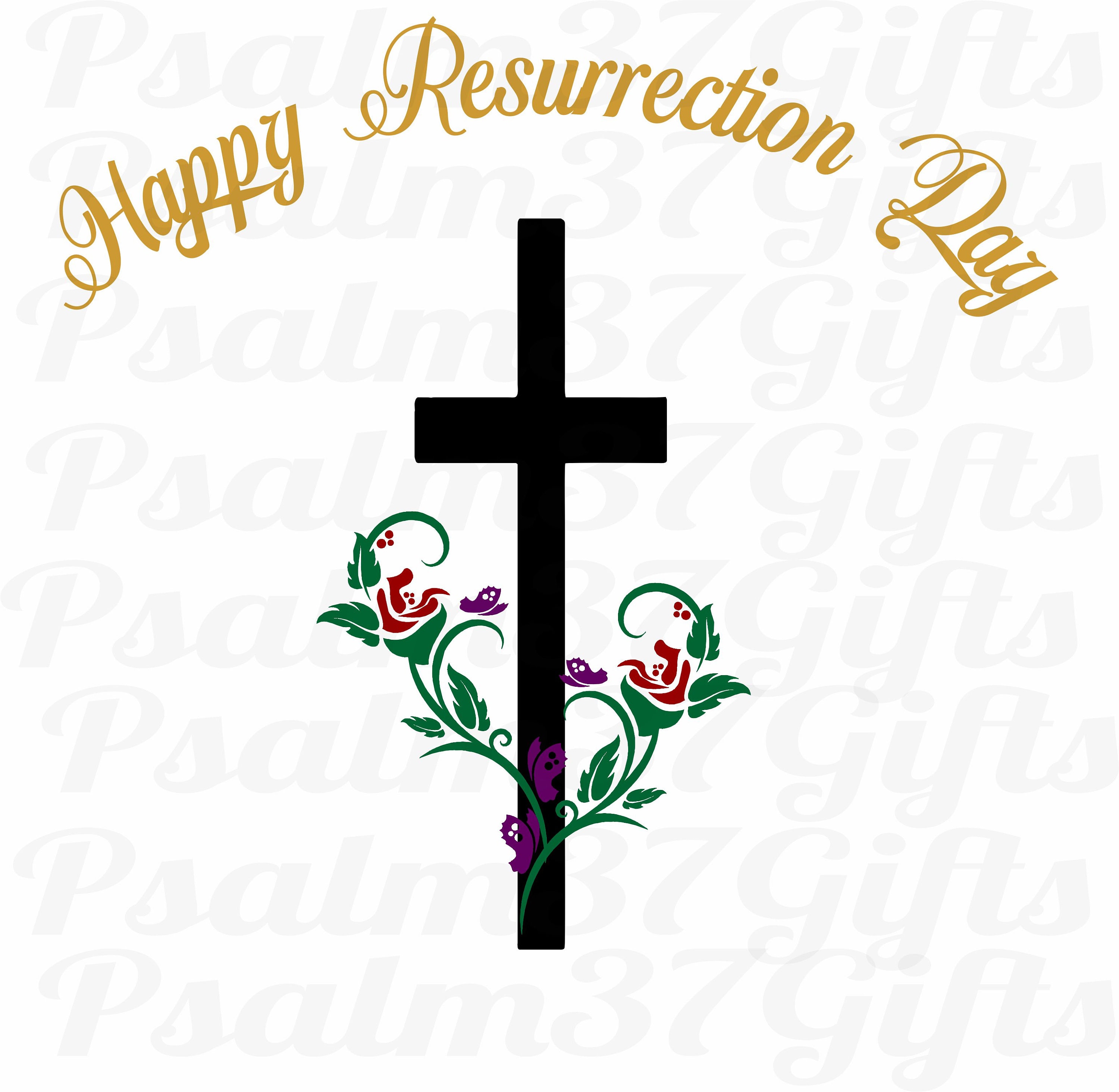 Happy Resurrection Day Svg Cross With Roses Sunday Easter for | Etsy