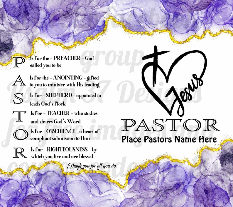 Pastor Appreciation Gift Jpeg Pdf (png) Sublimation Wrap Tumbler Bags ...