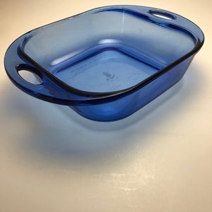 Vintage Blue Glass Square Bakeware, Blue Baking Dish in Vintage Glass ...